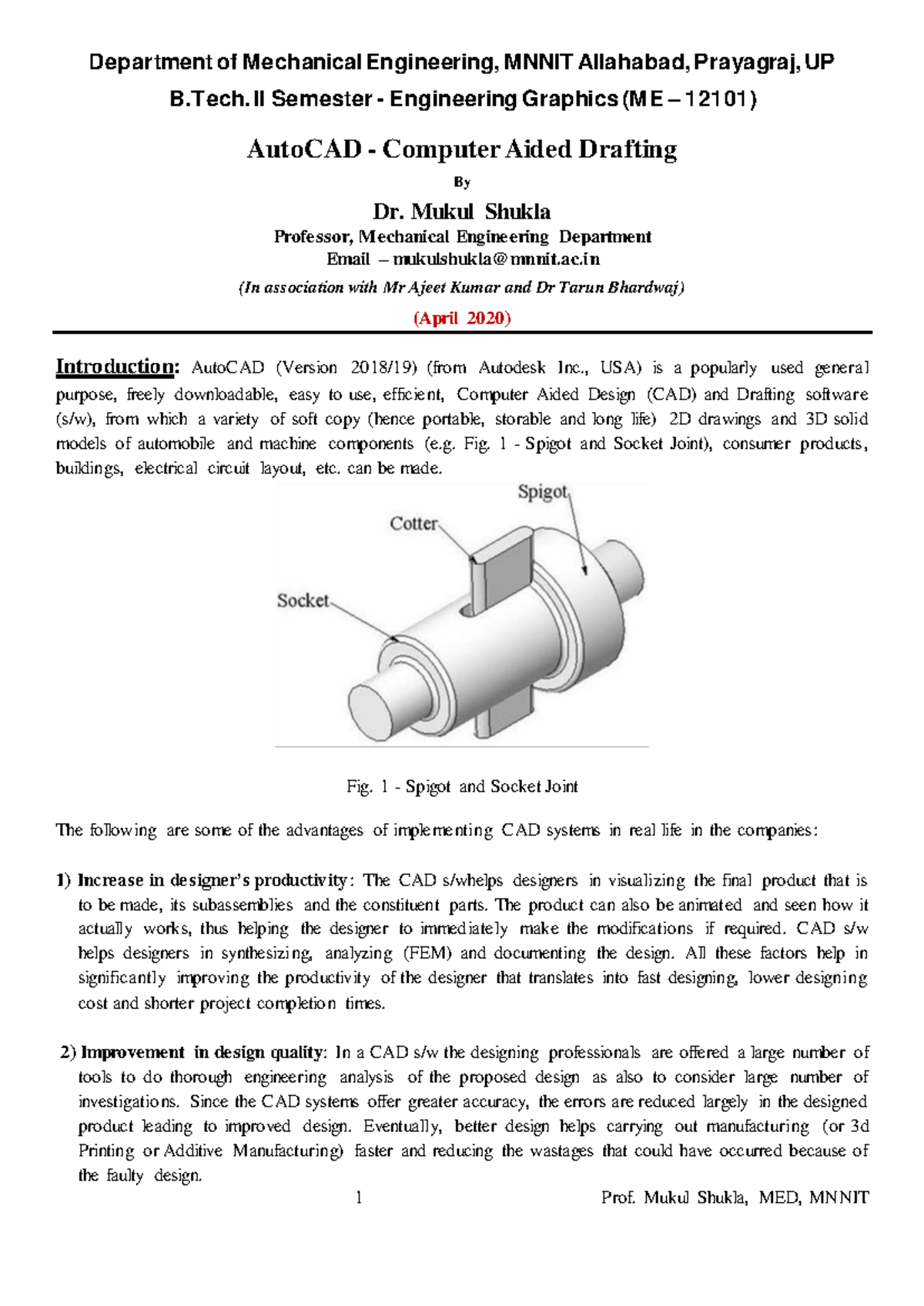 Auto CAD Notes - element analysis for second year students - Department ...
