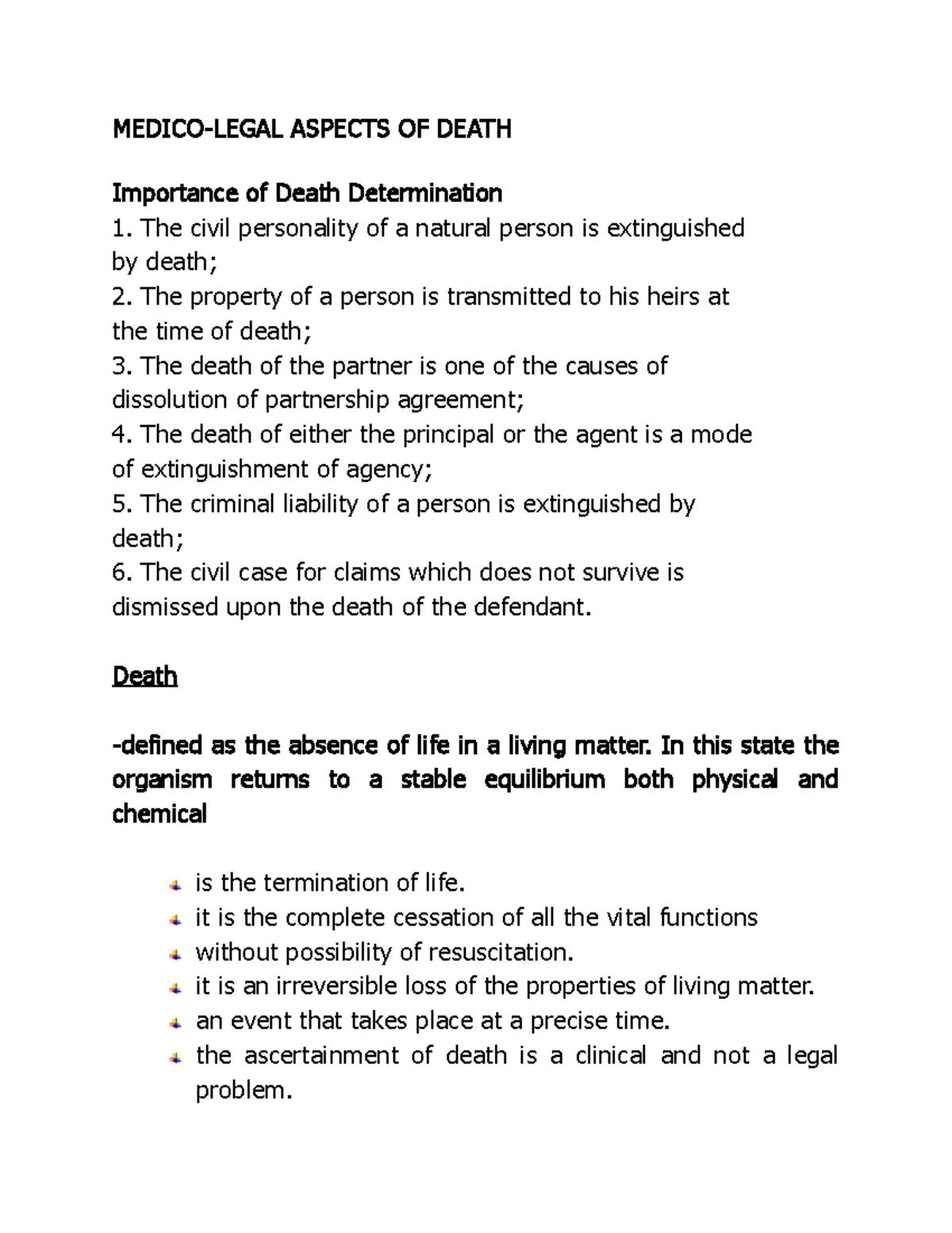 CDI 2 Death-topic - MEDICO-LEGAL ASPECTS OF DEATH Importance of Death ...