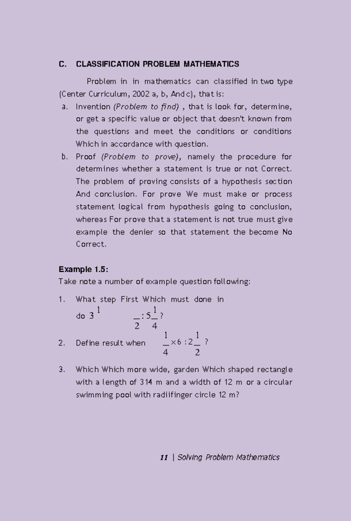 Basic foundation in mathematics-10 - C. CLASSIFICATION PROBLEM ...