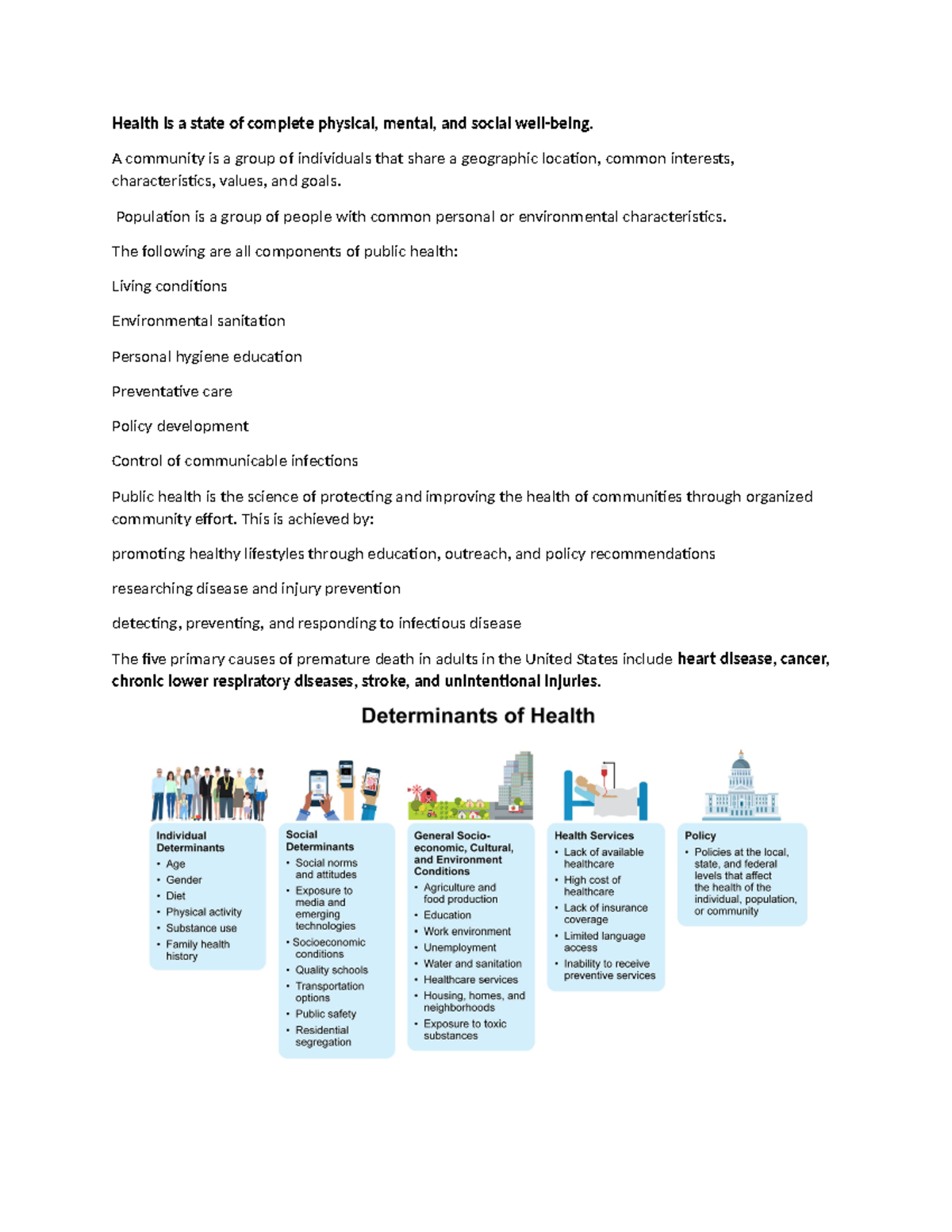 Quiz 1 442 - notes - Health is a state of complete physical, mental ...