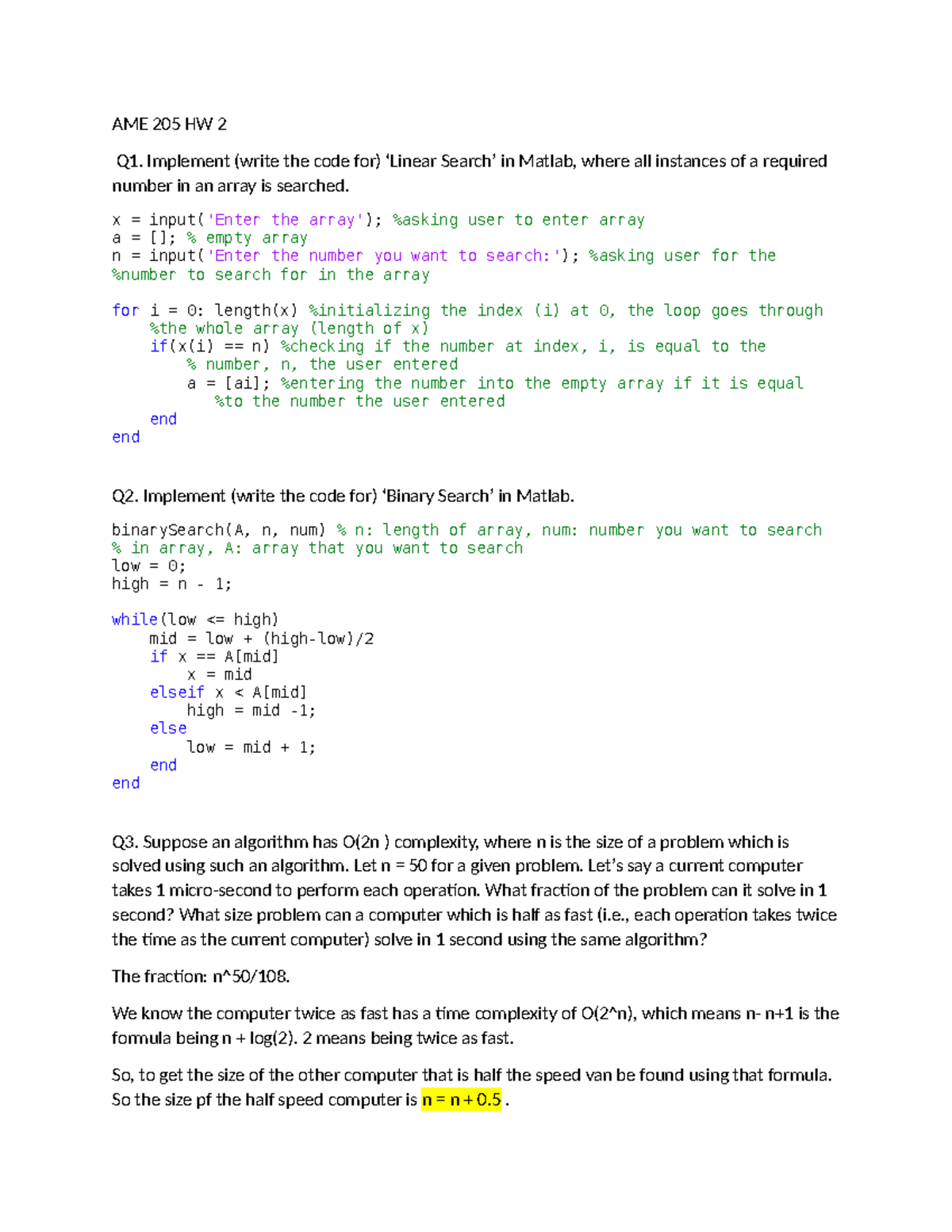 AME 205 HW 2 - HW for Himidri's Class - AME 205 HW 2 Q1. Implement (write the code for) ‘Linear ...