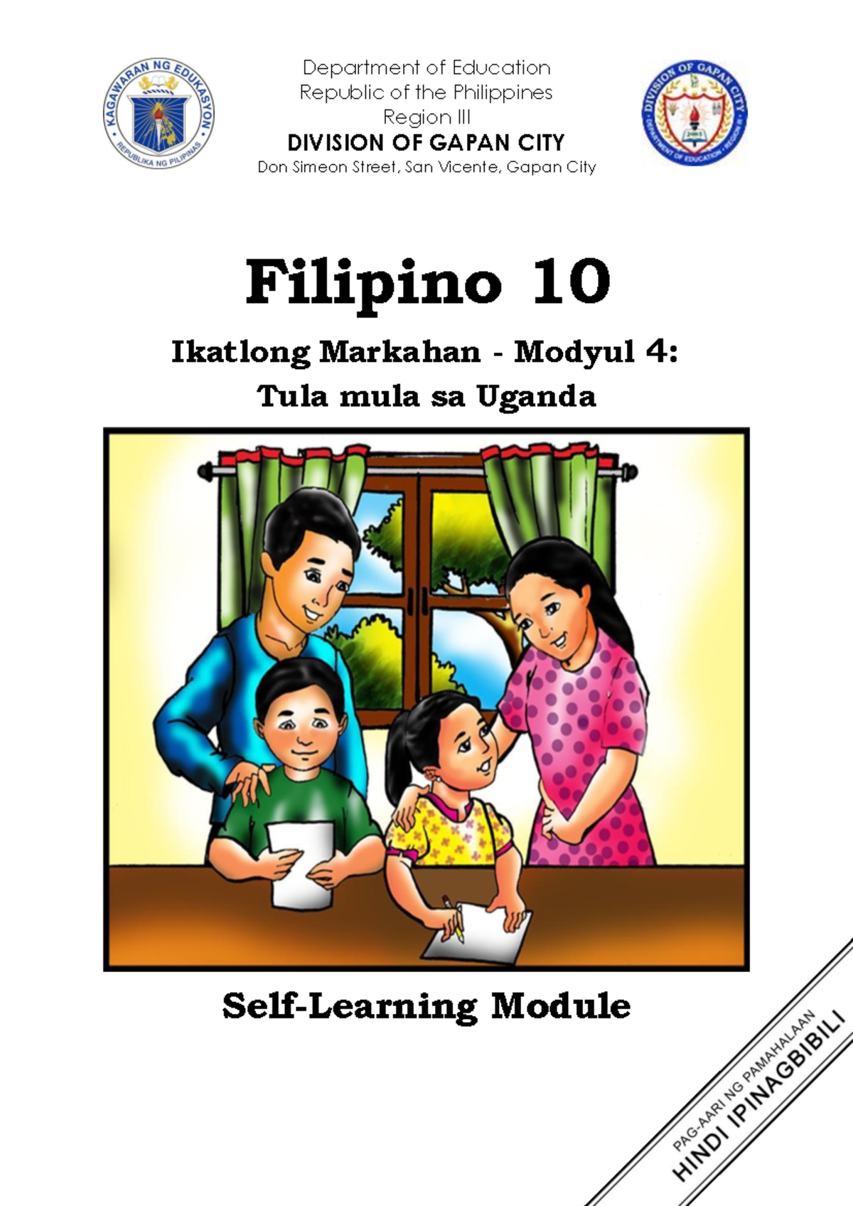 Filipino-10-SLMs-3rd-Quarter-Module-4 - Filipino 10 Ikatlong Markahan - Modyul 4: Tula mula sa ...