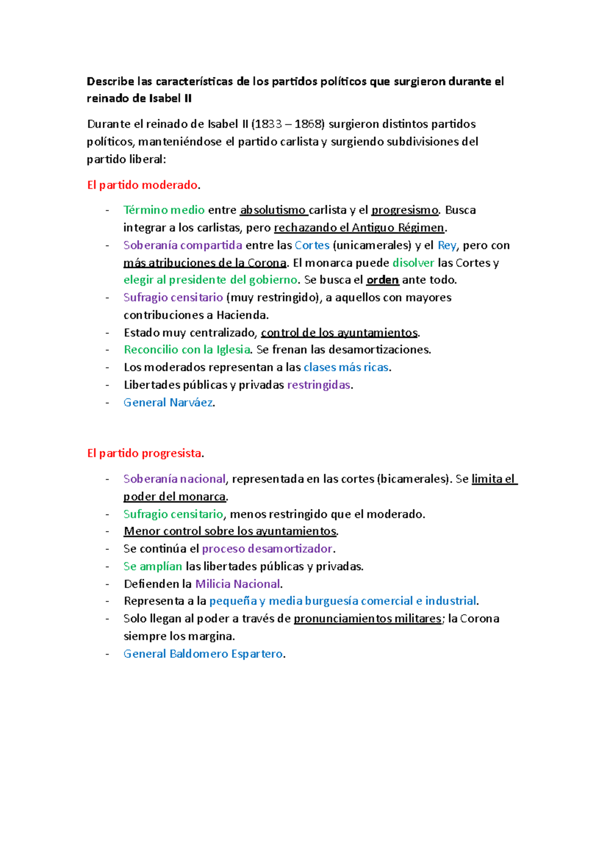 Describe las características de los partidos políticos que surgieron ...
