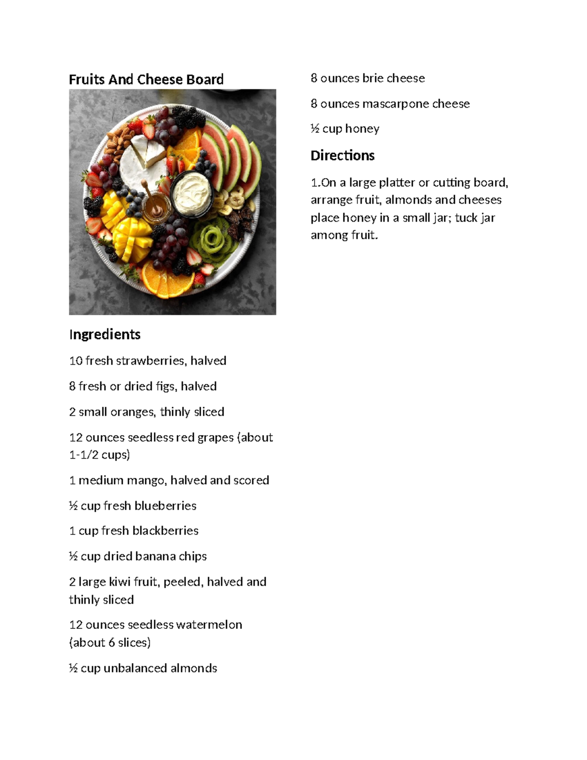 Recipes - This document is topic about grade 9 - Fruits And Cheese ...