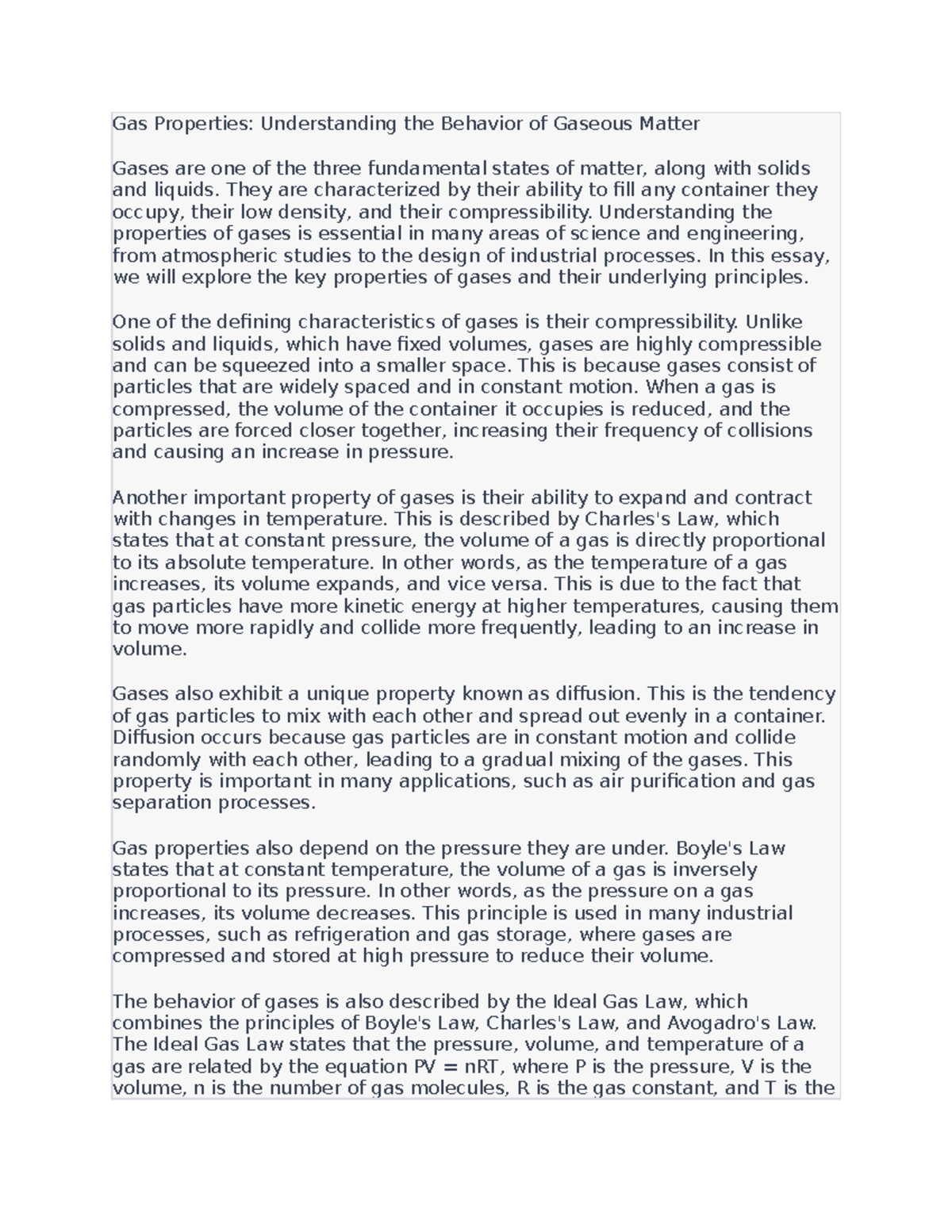 Gas Properties - Understanding the Behavior of Gaseous Matter - They ...