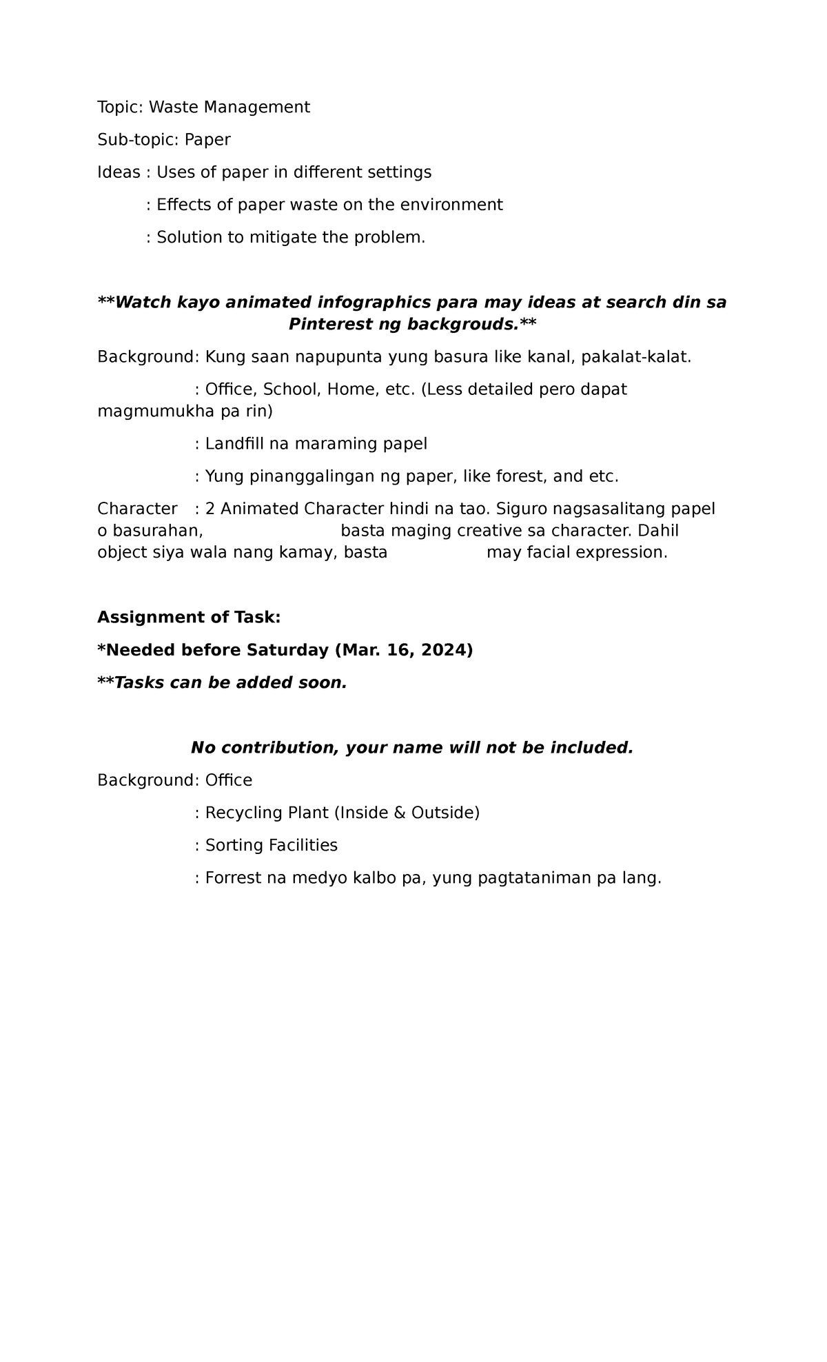 Script-Anim - Topic: Waste Management Sub-topic: Paper Ideas : Uses of ...