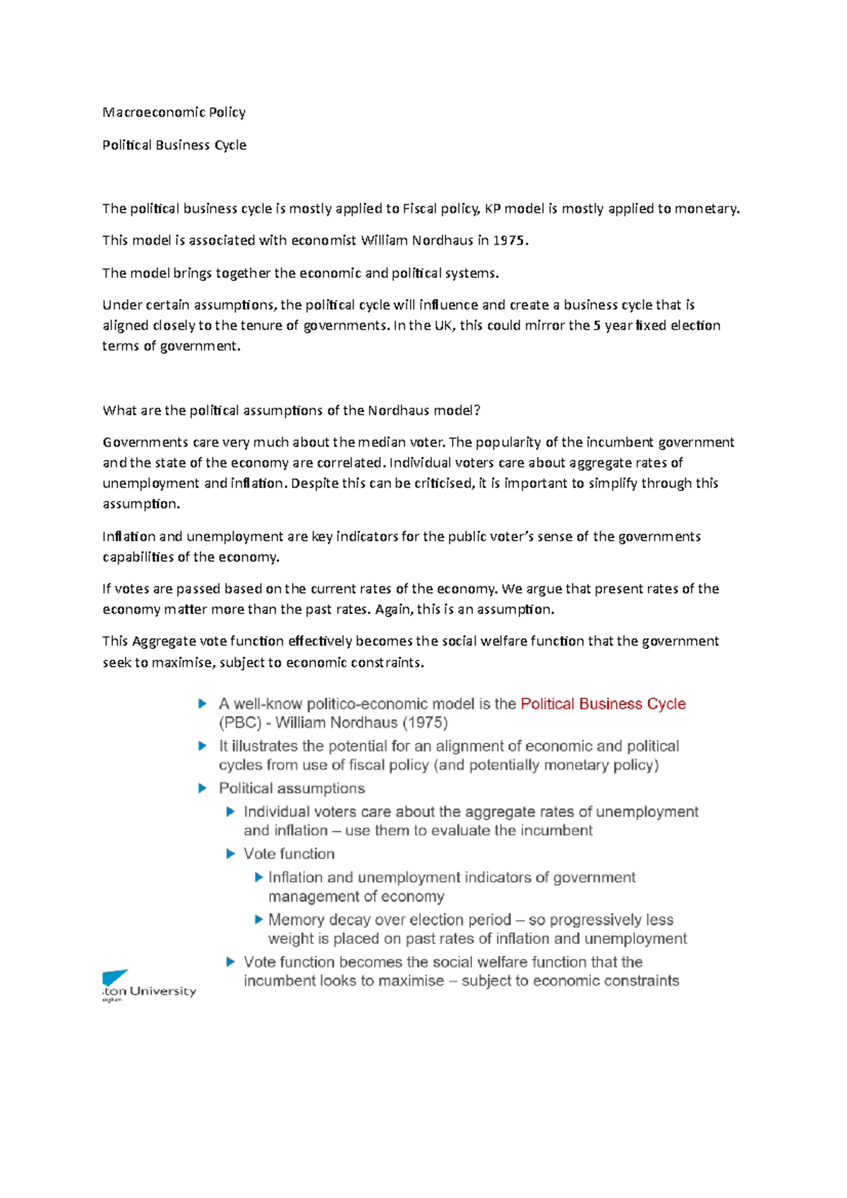 Political Business Cycle - Macroeconomic Policy Political Business ...