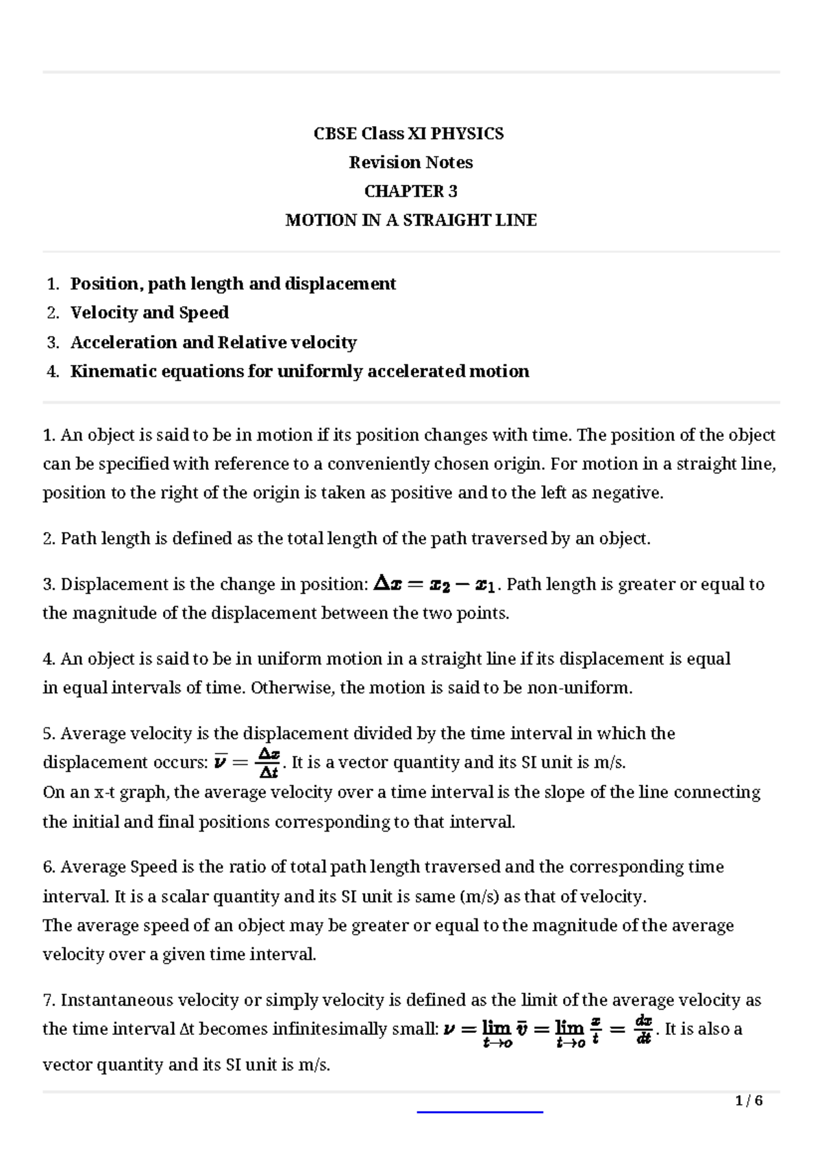 419632179 11 Physics Notes Ch03 CBSE Class XI PHYSICS Revision Notes