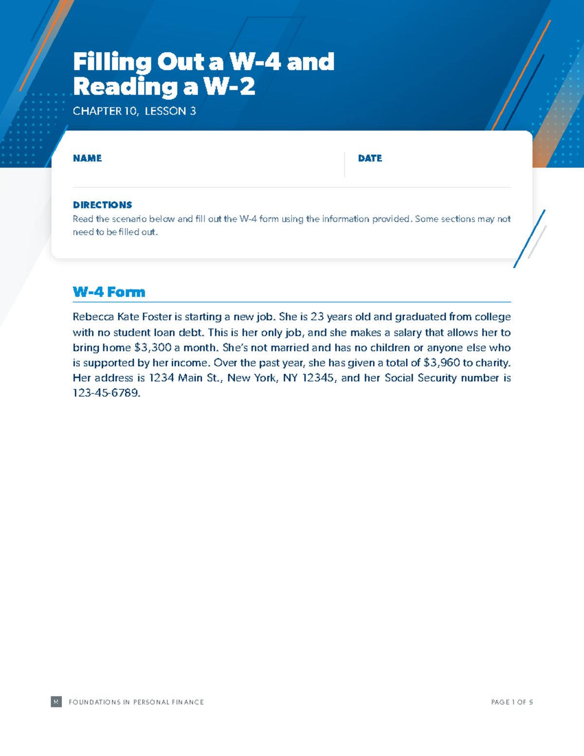 act-ch10-l03-english - Filling Out a W-4 and Reading a W- CHAPTER 10 ...