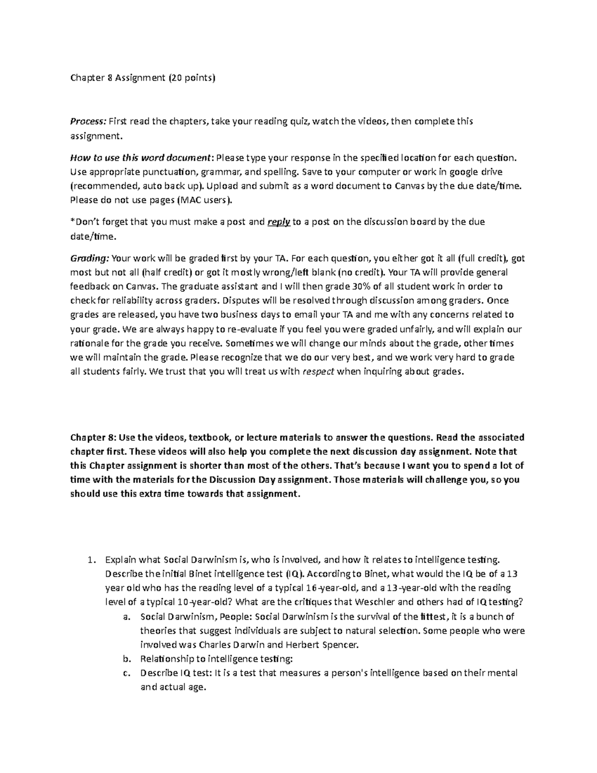 Chapter 8 Assignment-4-3 - How to use this word document: Please type your response in the ...