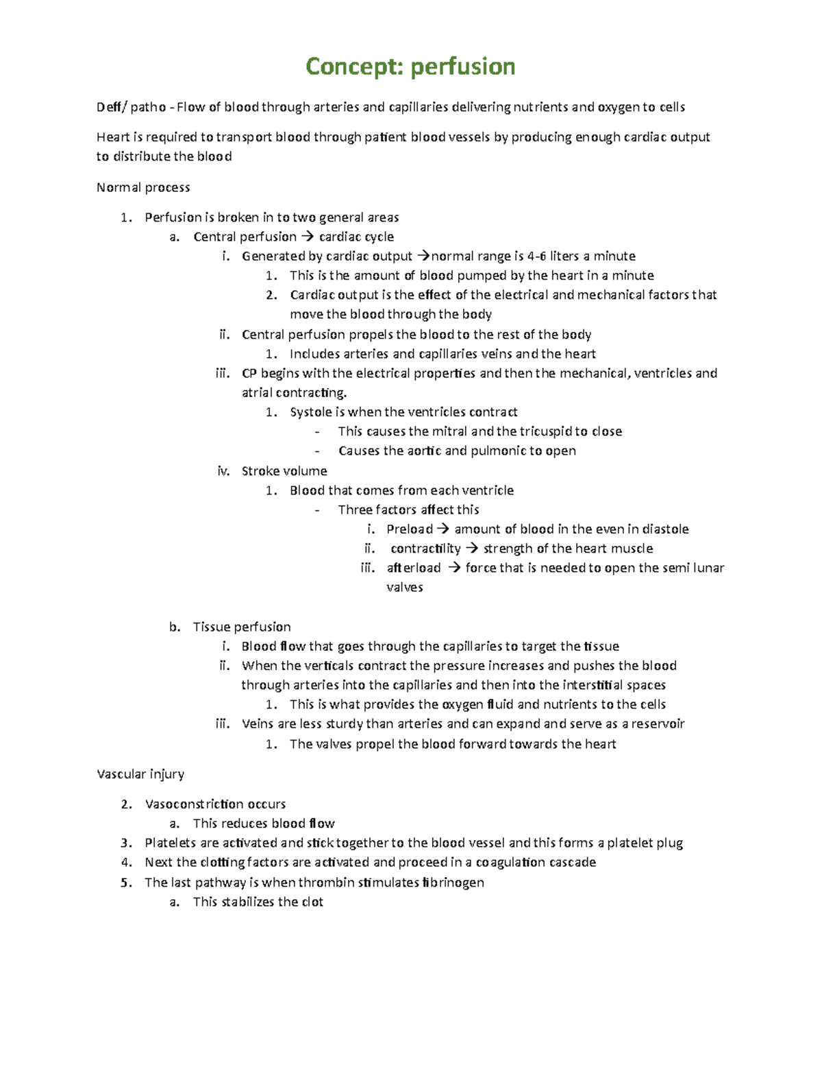 Concept layout perfusion - Deff/ patho - Flow of blood through arteries ...