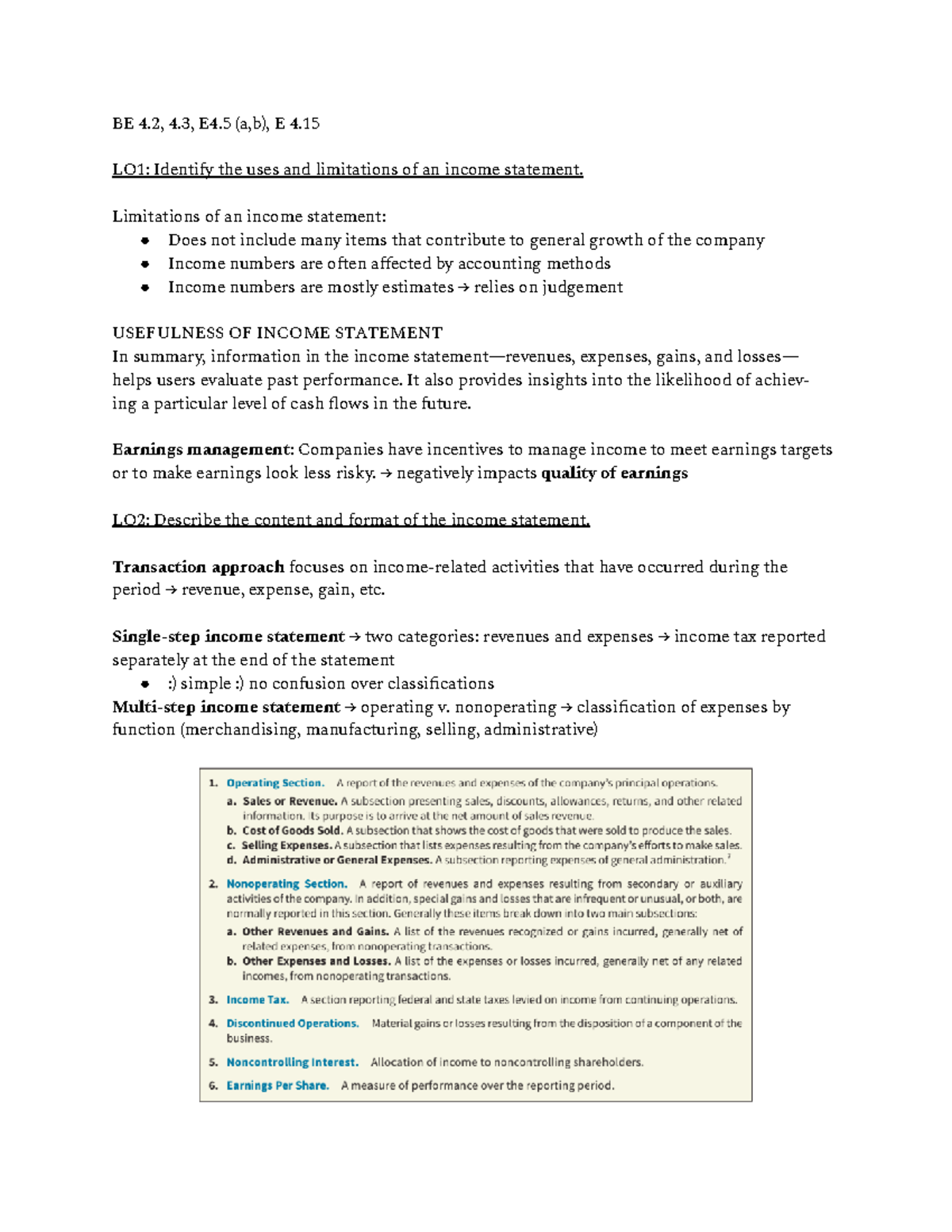 A311 Ch. 4 Income Statement Textbook Notes - BE 4, 4, E4 (a,b), E 4 ...