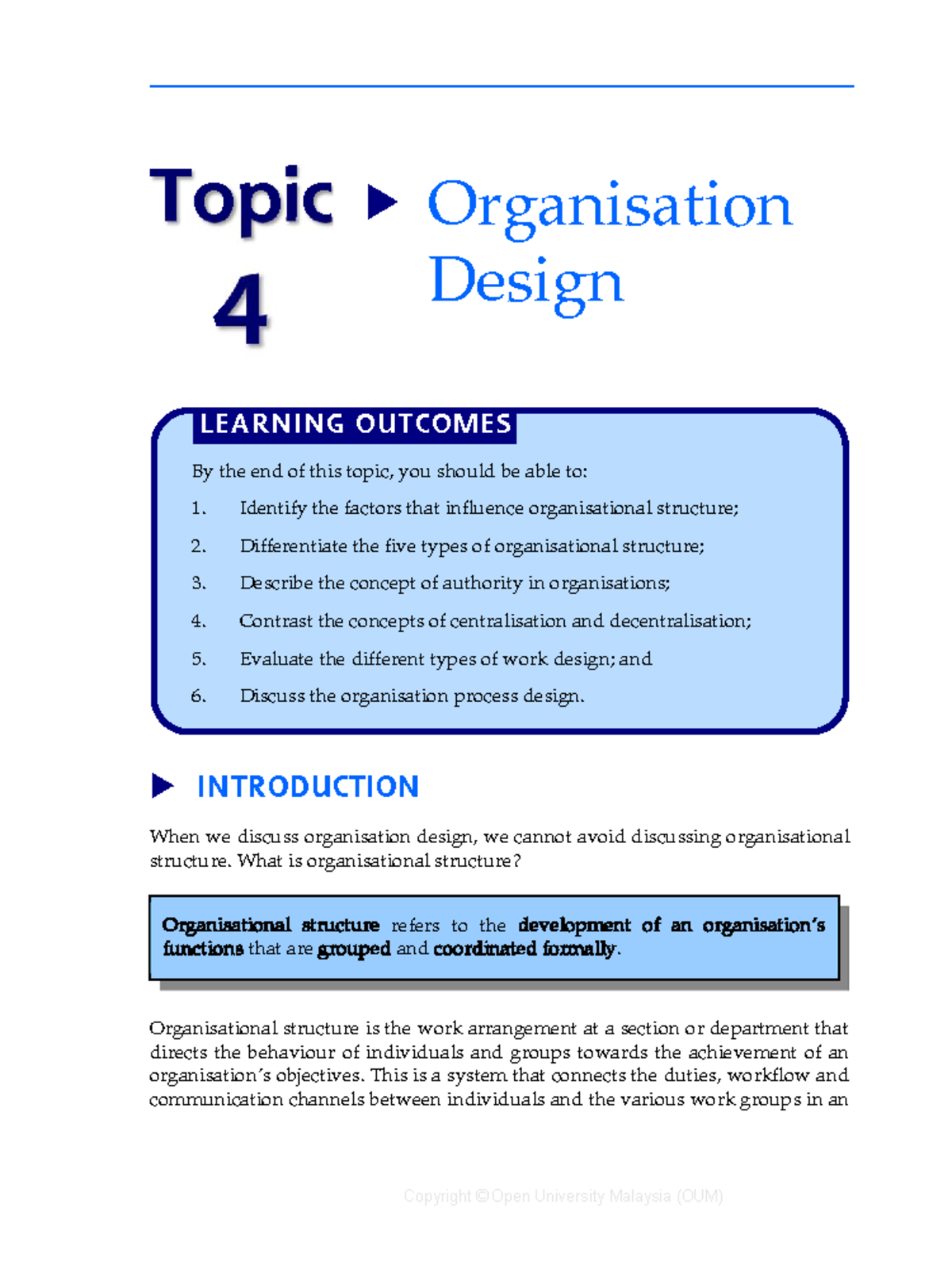08 BBPP1103 T4 - INTRODUCTION When we discuss organisation design, we ...