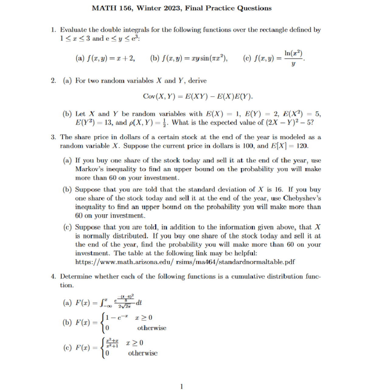 Math 156 Practice questions - Maths 156 - Studocu