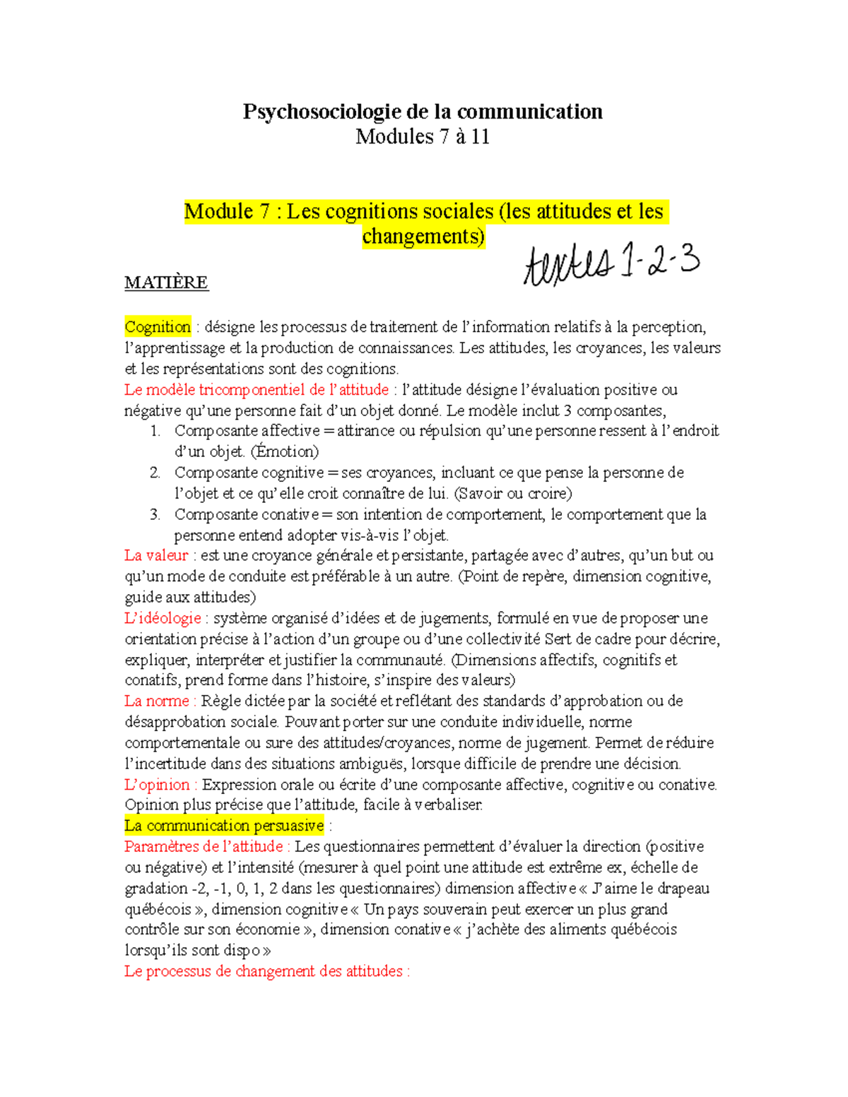 Modules 7 à 11 - Cours de Manon Niquette - Psychosociologie de la ...