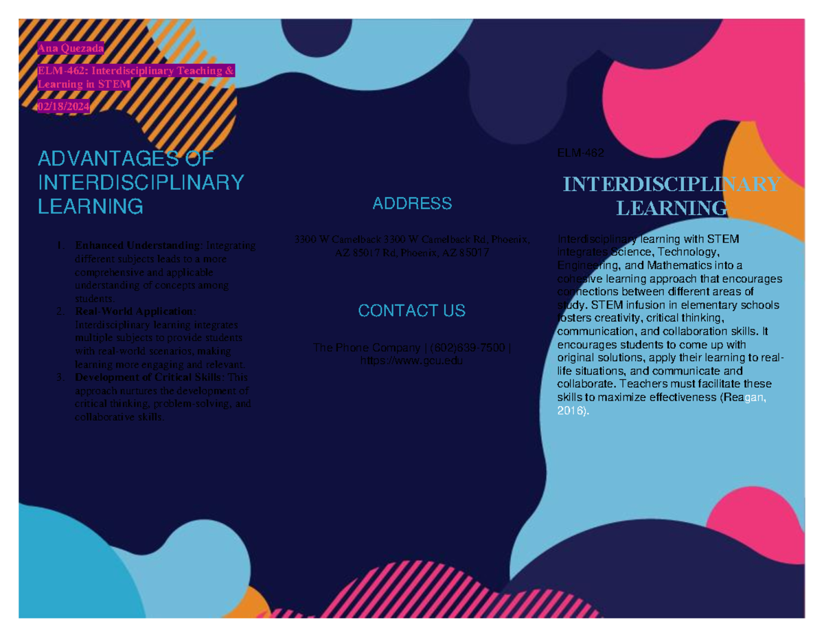 Interdisciplinary Learning - Ana Quezada ELM-462: Interdisciplinary ...