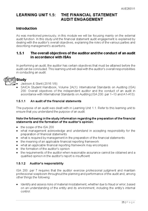 AUE2601+LU+1.2 Assurance and Non-Assurance Engagements - AUE2601/ LEARNING UNIT 1: ASSURANCE AND ...