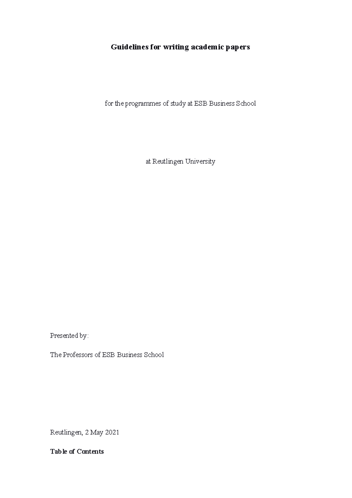 Guidelines for writing academic papers at ESB 2018-09-13 - Guidelines ...