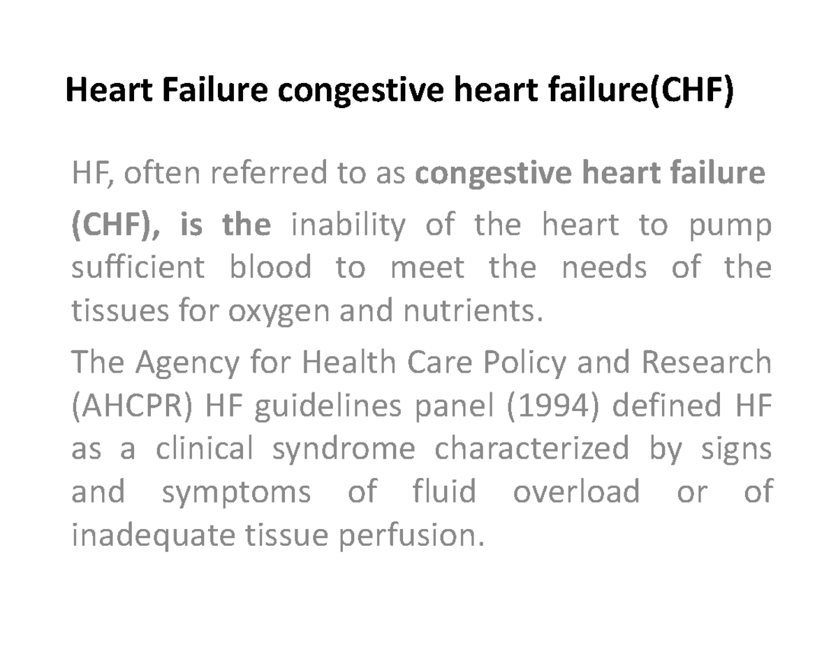 CHF - Research methods - Heart Failure congestive heart failure(CHF) HF ...