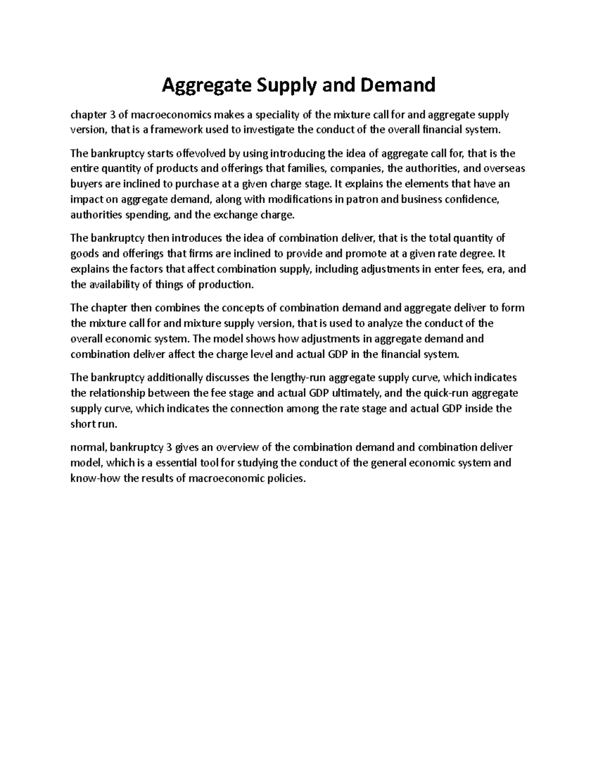 Aggregate Supply and Demand - Aggregate Supply and Demand chapter 3 of ...