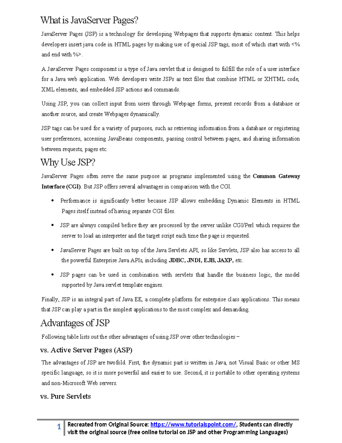 IT BCA - Information technology - What is JavaServer Pages ...