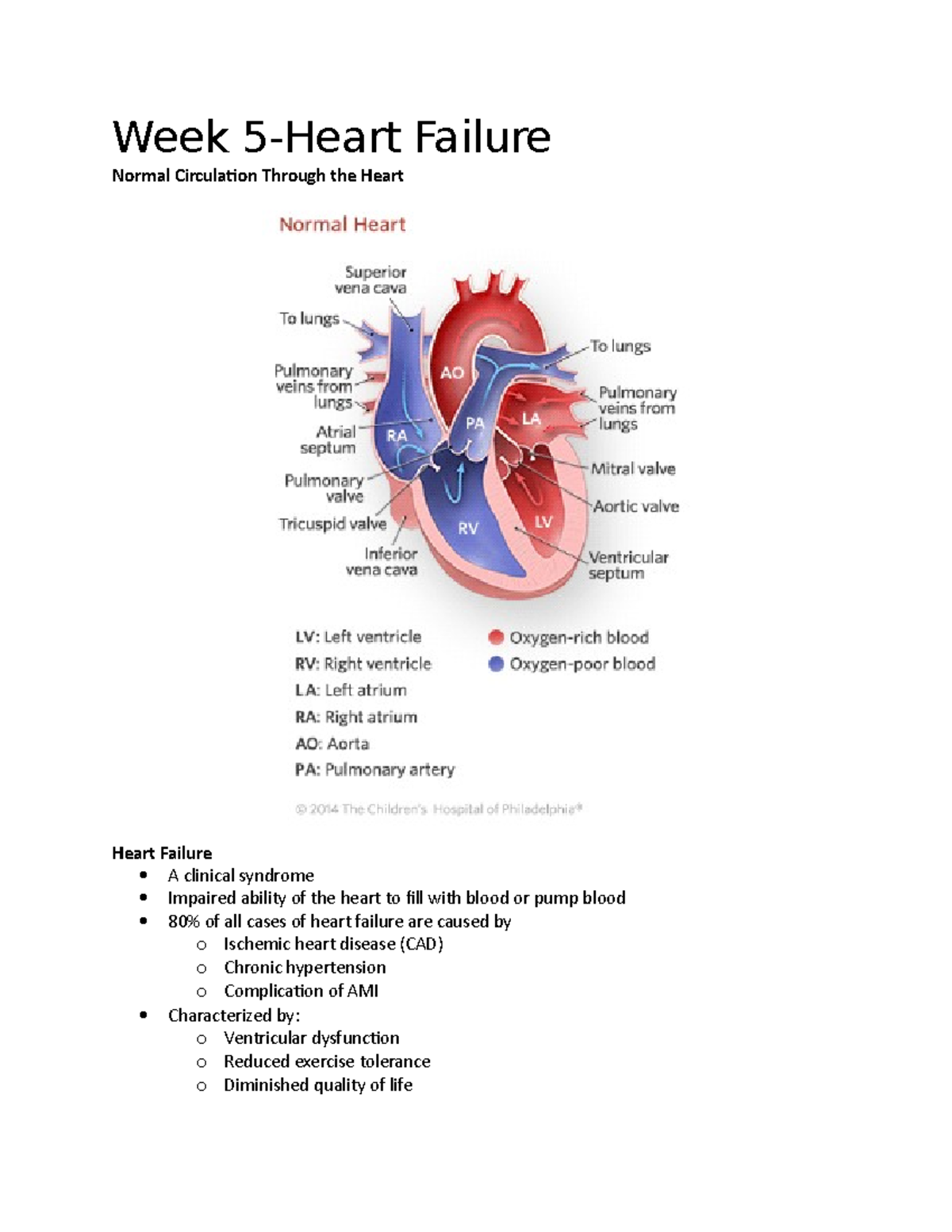 Week 5-Heart Failure - Lecture notes 5 - Week 5-Heart Failure Normal ...