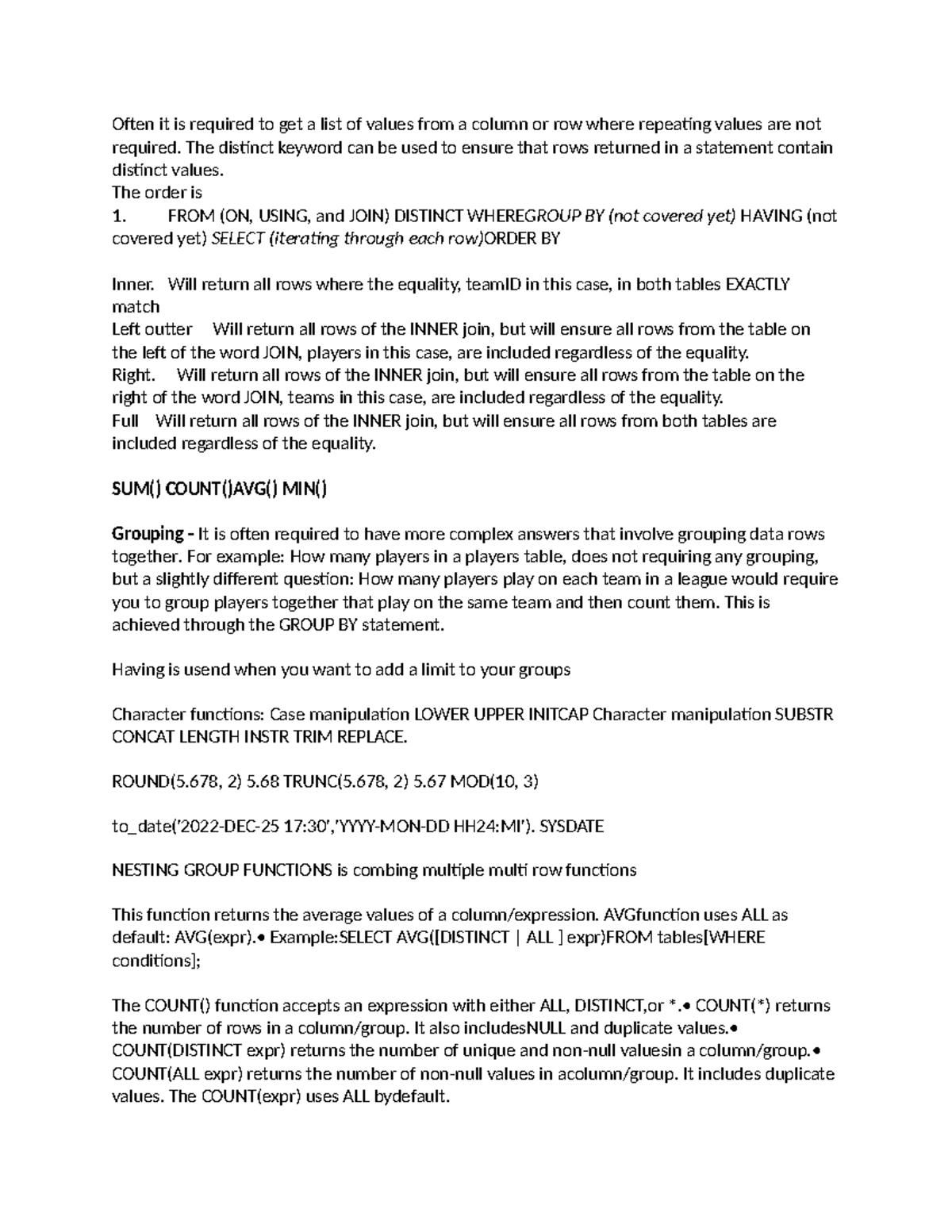Cheat sheet dbs - Often it is required to get a list of values from a column or row where ...