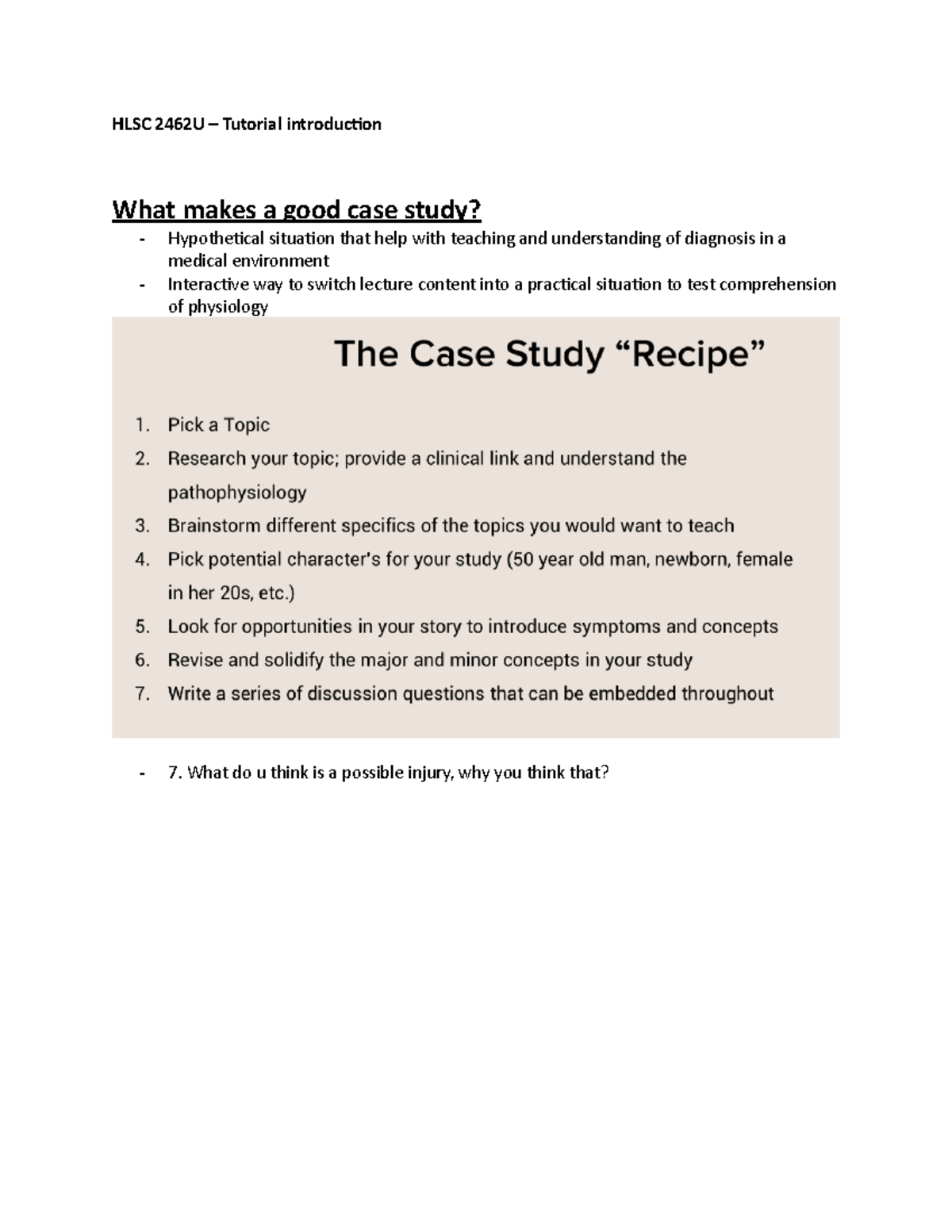 HLSC 2462U - tutorial introduction - HLSC 2462U – Tutorial introduction ...