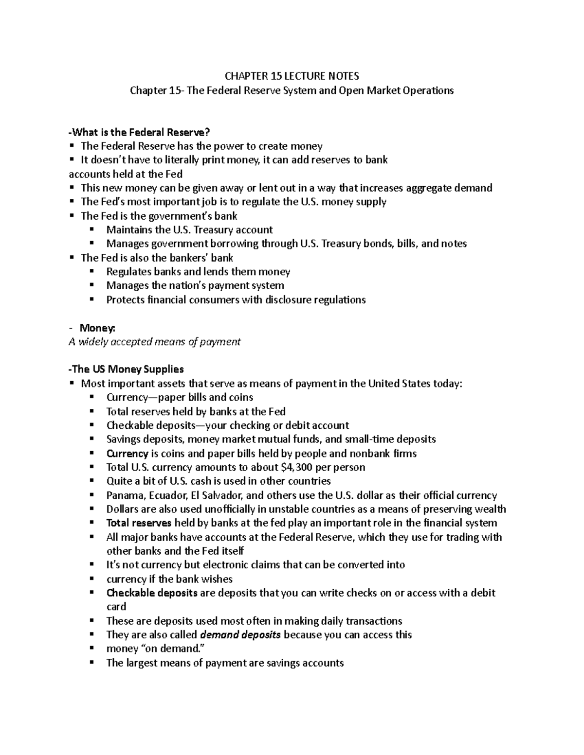 Chapter 15 Lecture Notes - CHAPTER 15 LECTURE NOTES Chapter 15- The ...