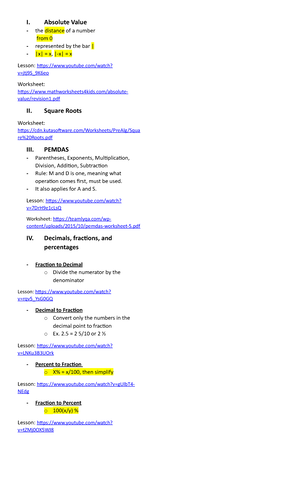 Math - Math Diagnostic - Math IV Solution Set: Function defined as a relation with one-to-one ...