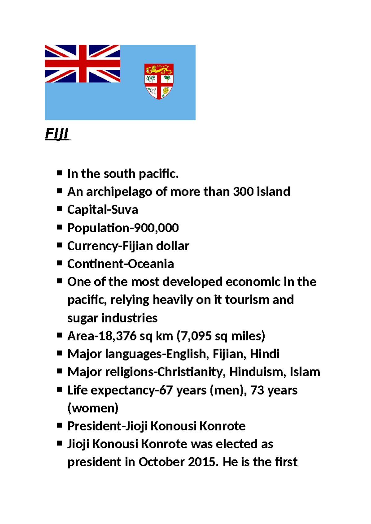 FIJI - abc - FIJI In the south pacific. An archipelago of more than 300 ...