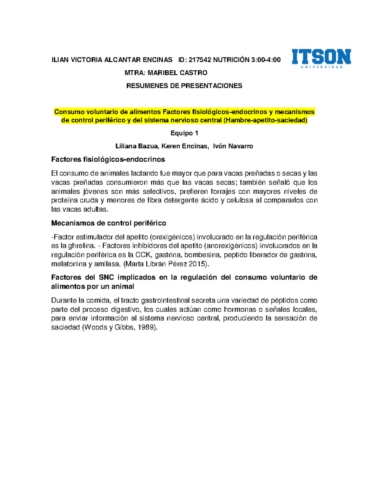 Resumenes DE Presentaciones. Nutrición Teoría - ILIAN VICTORIA ALCANTAR ...