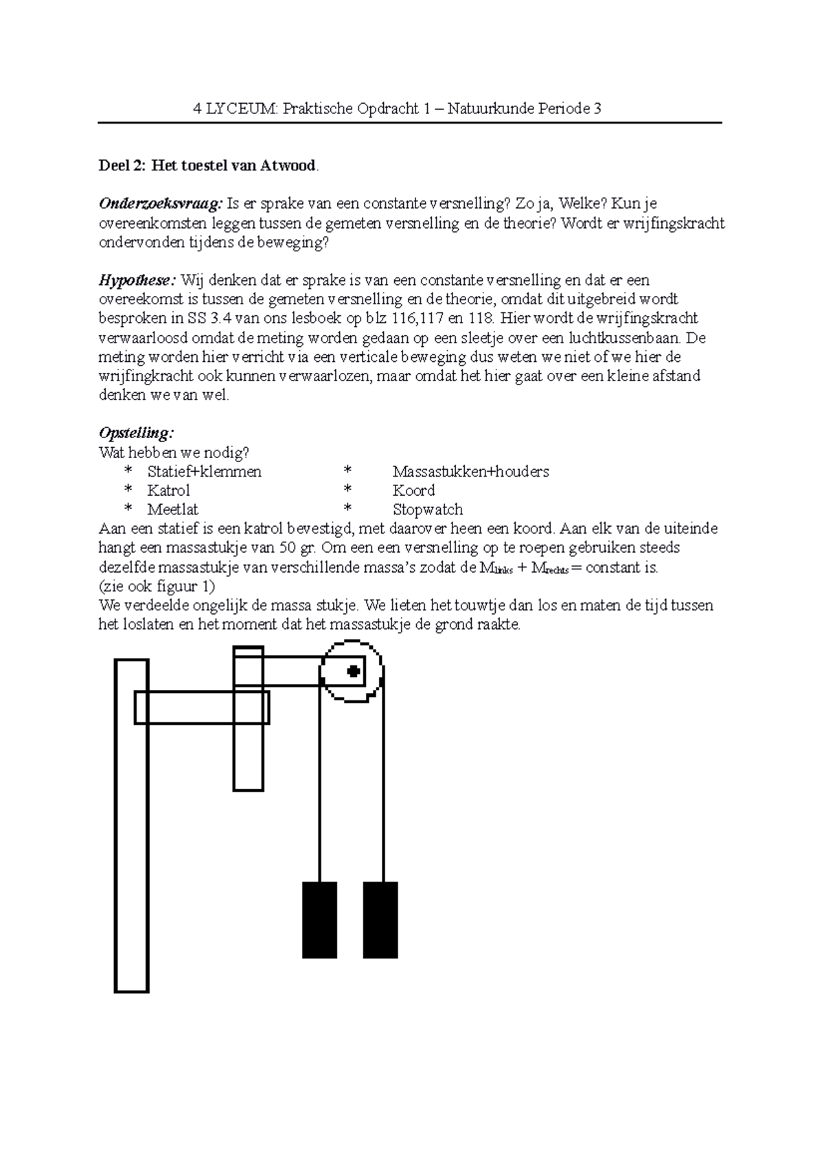 Atwood.doc - atwoord - 4 LYCEUM: Praktische Opdracht 1 – Natuurkunde ...