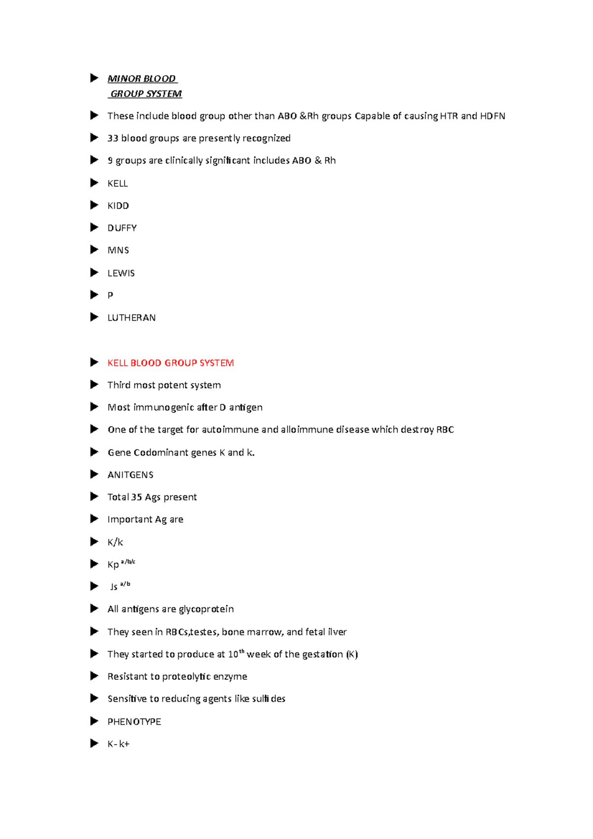 Minor Blood note - Lecture notes - MINOR BLOOD GROUP SYSTEM These ...