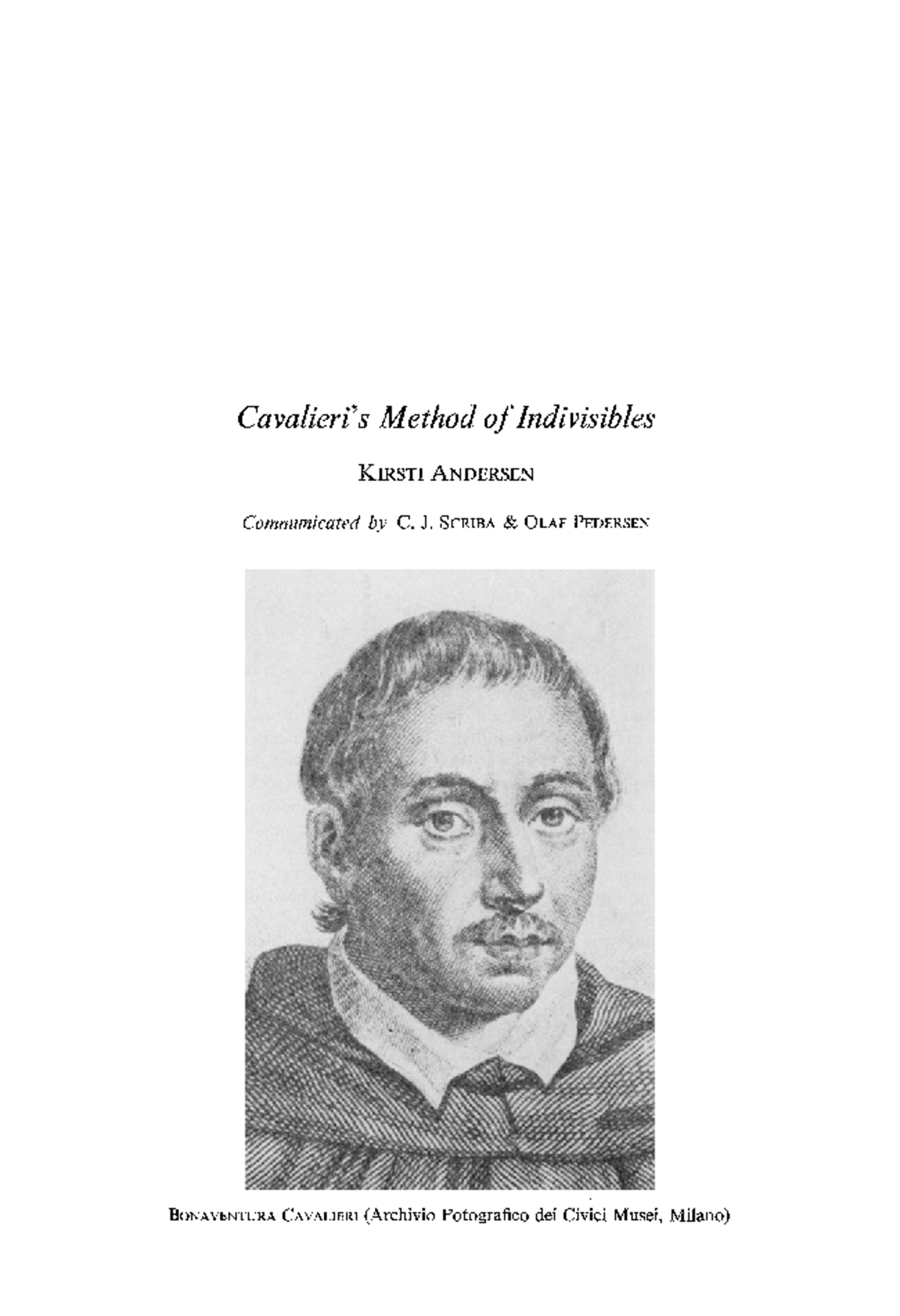 Cavalieri andersen - Cavalieri's Method of Indivisibles KIRSTI ANDERSEN ...