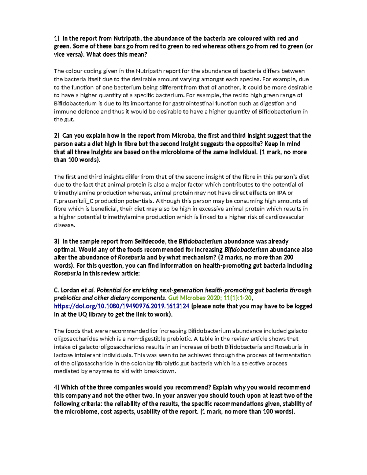 Hot topic - In the report from Nutripath, the abundance of the bacteria ...