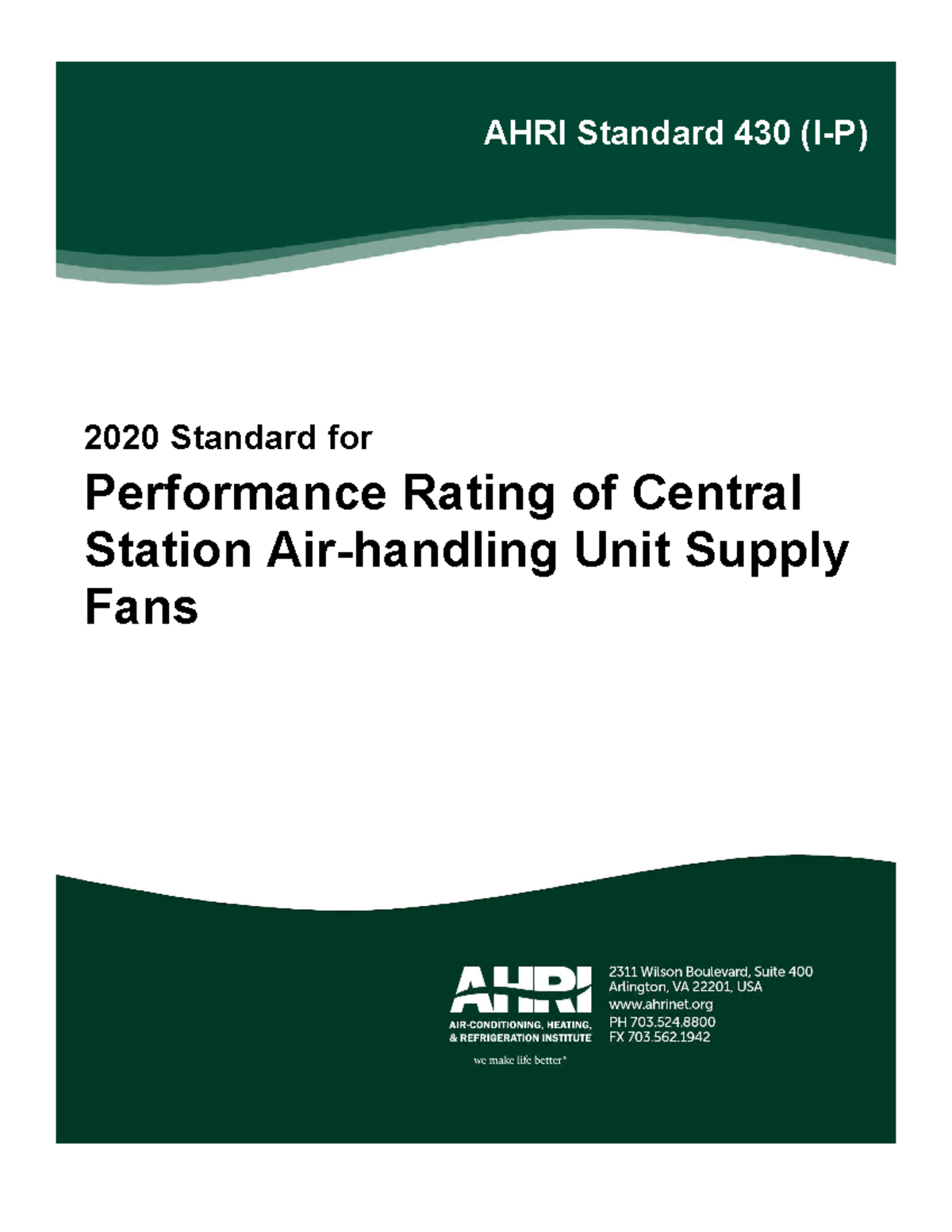 AHRI Standard 430 I-P 2020 - 2020 Standard for Performance Rating of ...