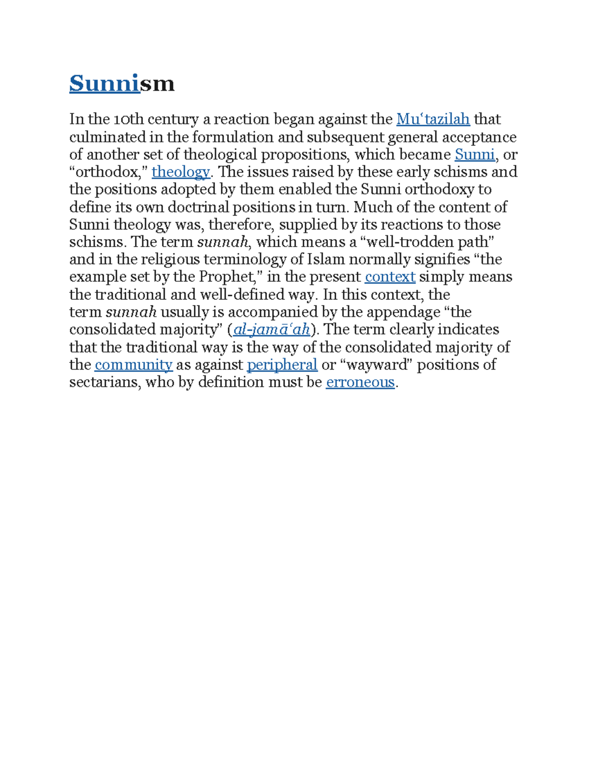 Sunnism - Islamic thought - Sunnism In the 10th century a reaction ...