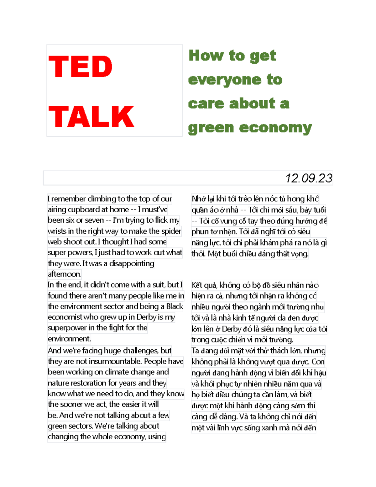 How to get everyone to care about a green economy - TED TALK How to get ...
