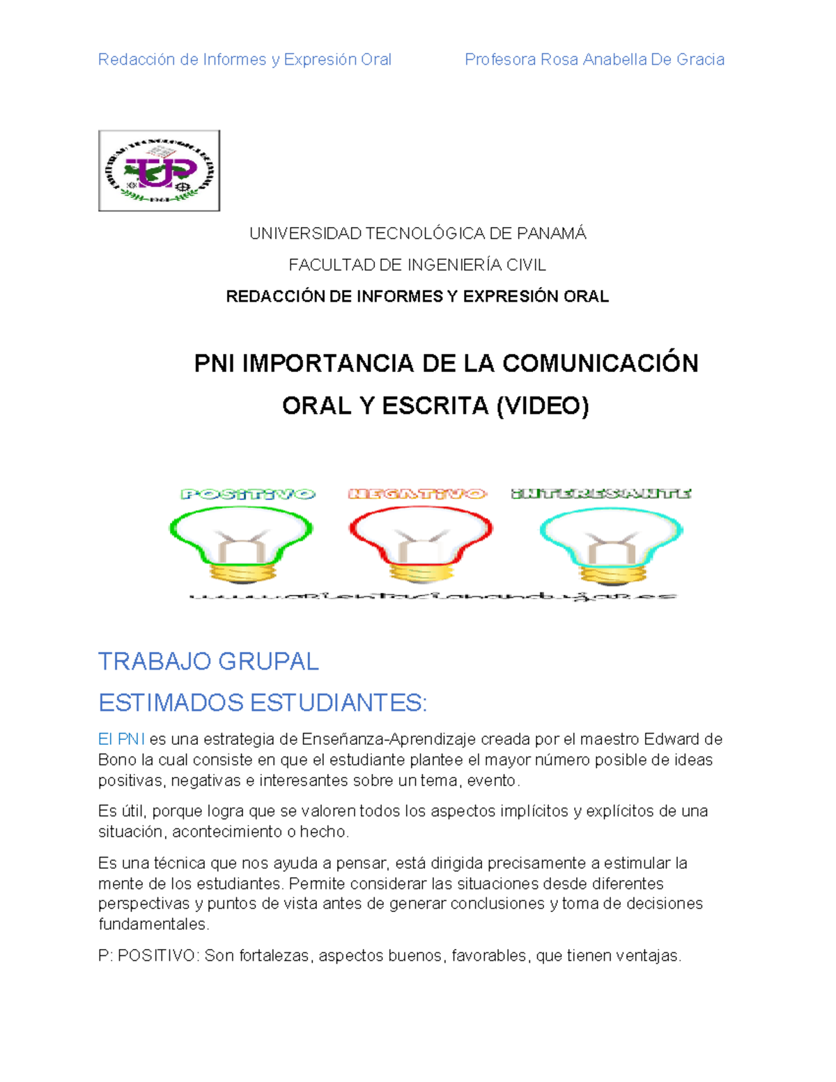 Taller PNI.utp.2024 - Redacción de Informes y Expresión Oral Profesora ...