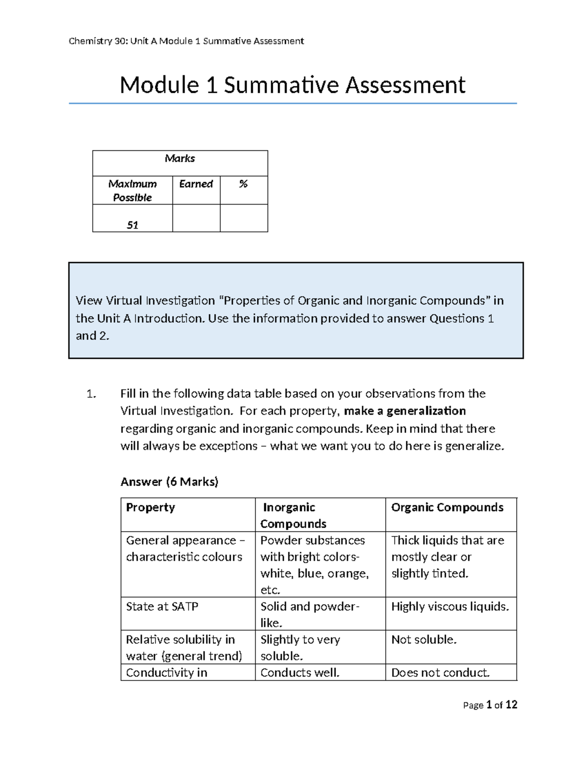 Module 1 Summative Assessment - Module 1 Summative Assessment 1. Fill in the following data ...