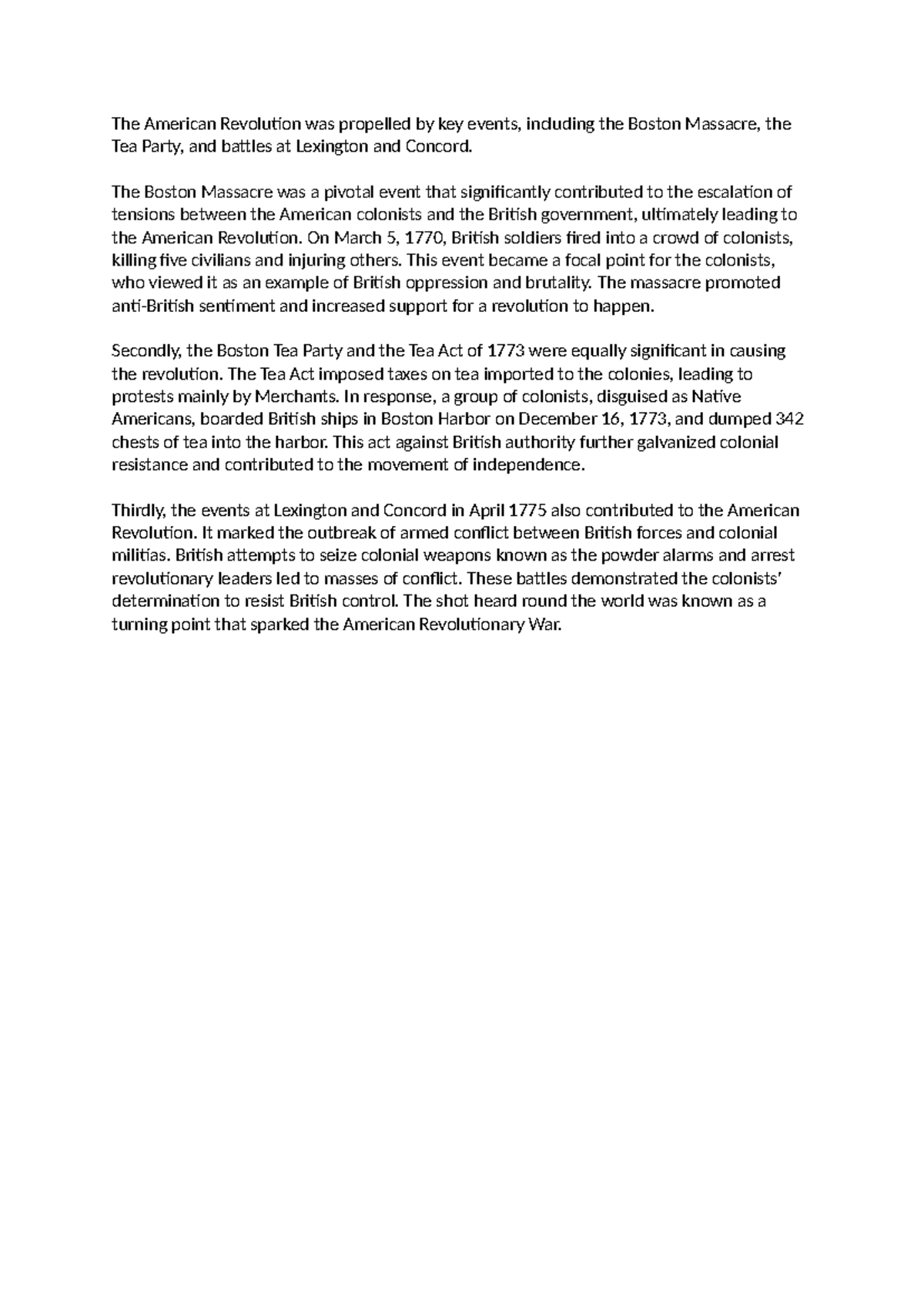 Boston Massacre 10 mark question - The American Revolution was ...