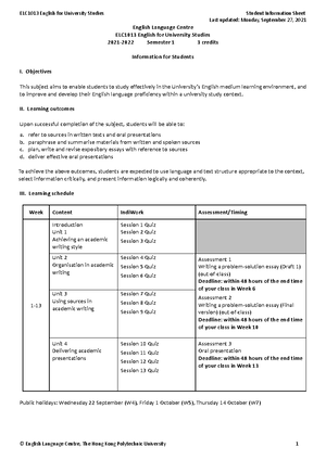 ELC1012 Assessment 2 - Topic: Education in Hong Kong Narrowed topic ...