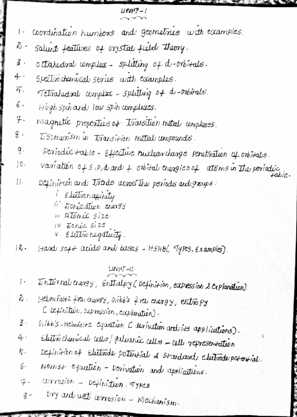 Chemistry Important Topics - Studocu