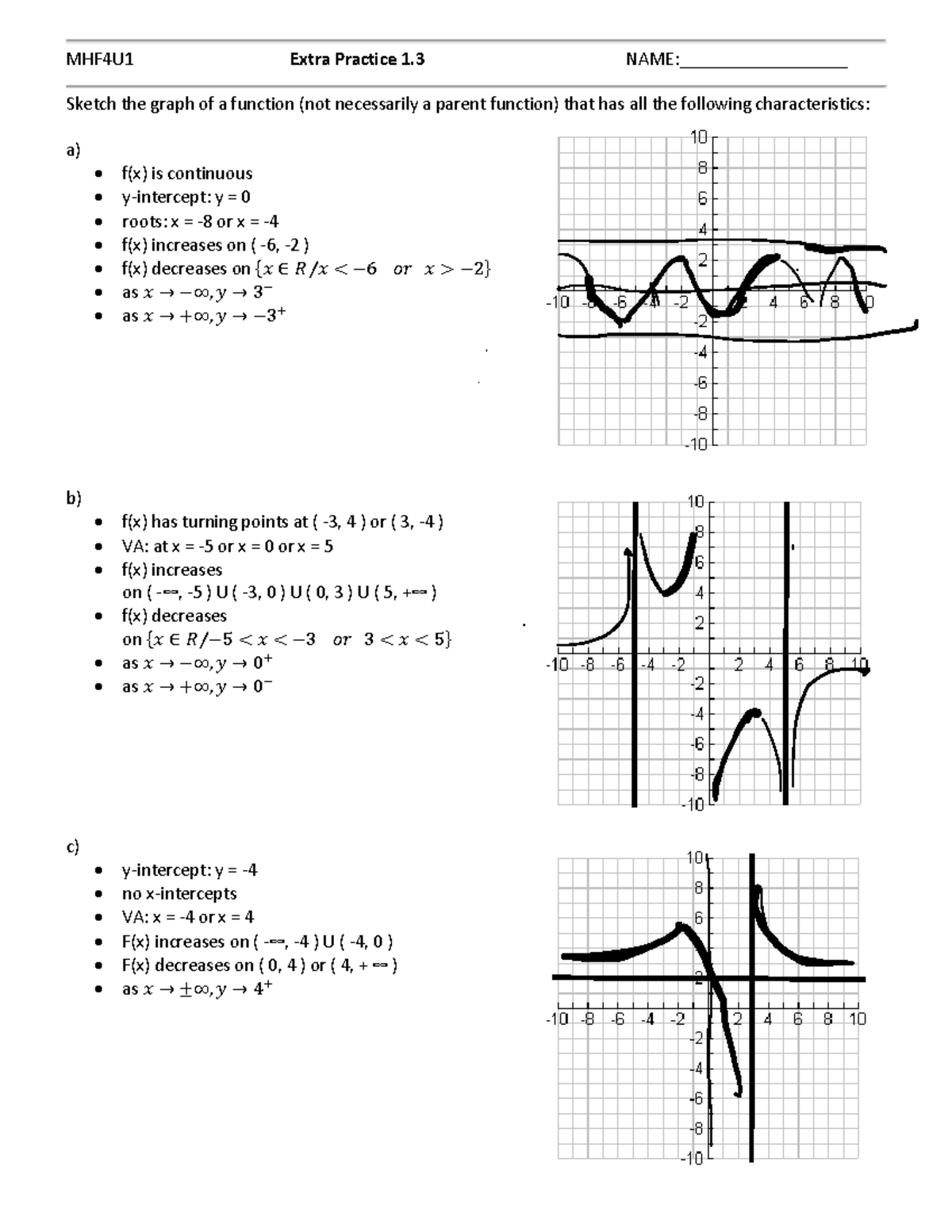 U1 extra practice (L3) revised with grids - MHF4U1 Extra Practice 1 NAME ...