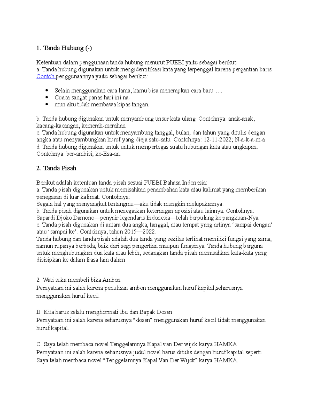 Bahasa Indonesia 5 - 1. Tanda Hubung (-) Ketentuan dalam penggunaan ...