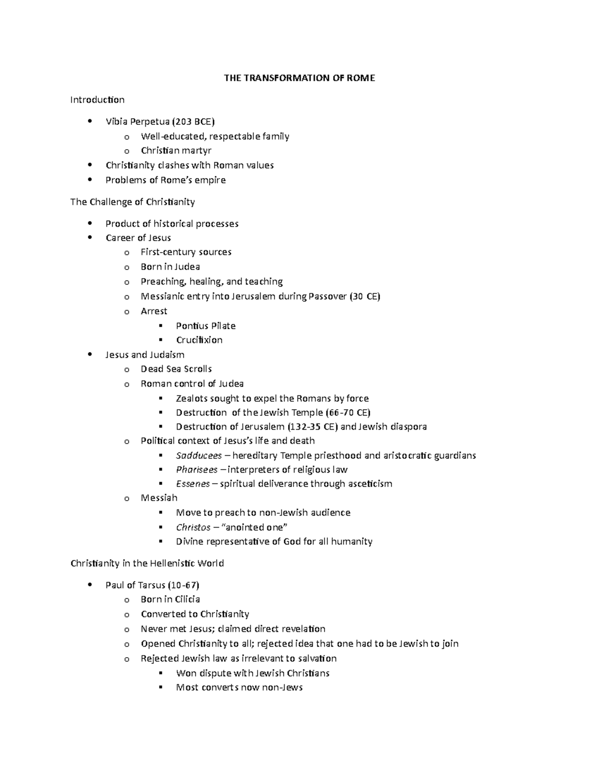 The Transformation of Rome - THE TRANSFORMATION OF ROME Introduction ...