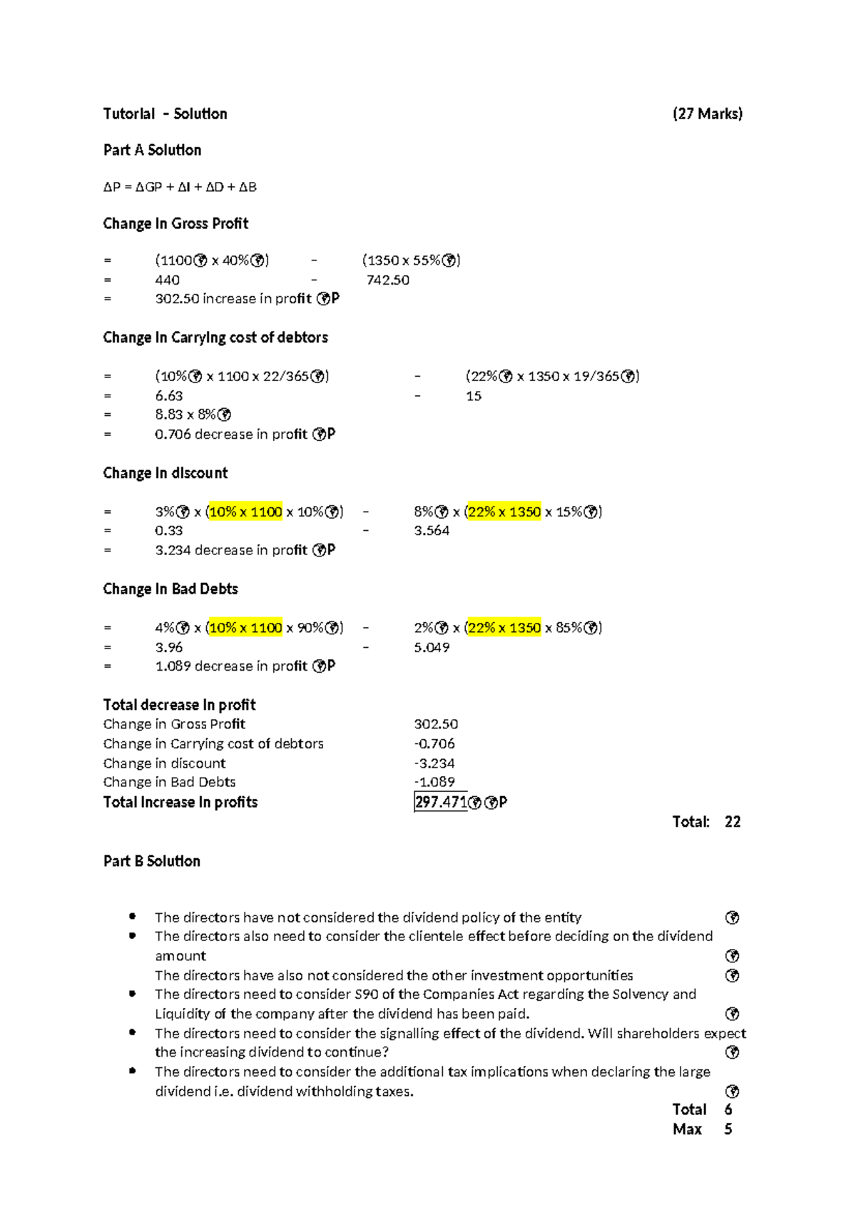 Working Cpital Tutorial solution with notes and comments - Tutorial ...