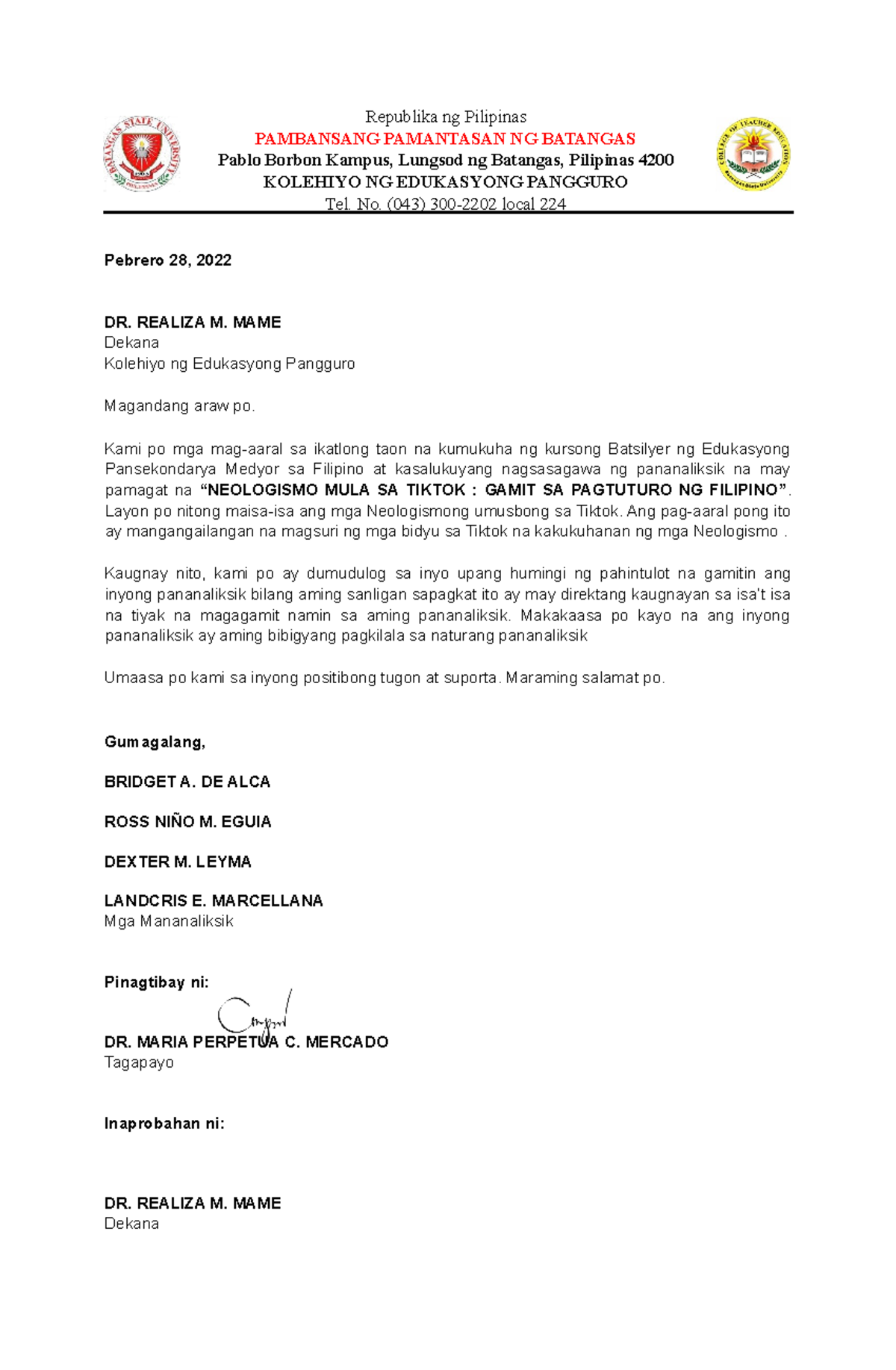 Liham WORD para sa pananaliksik - Republika ng Pilipinas PAMBANSANG ...