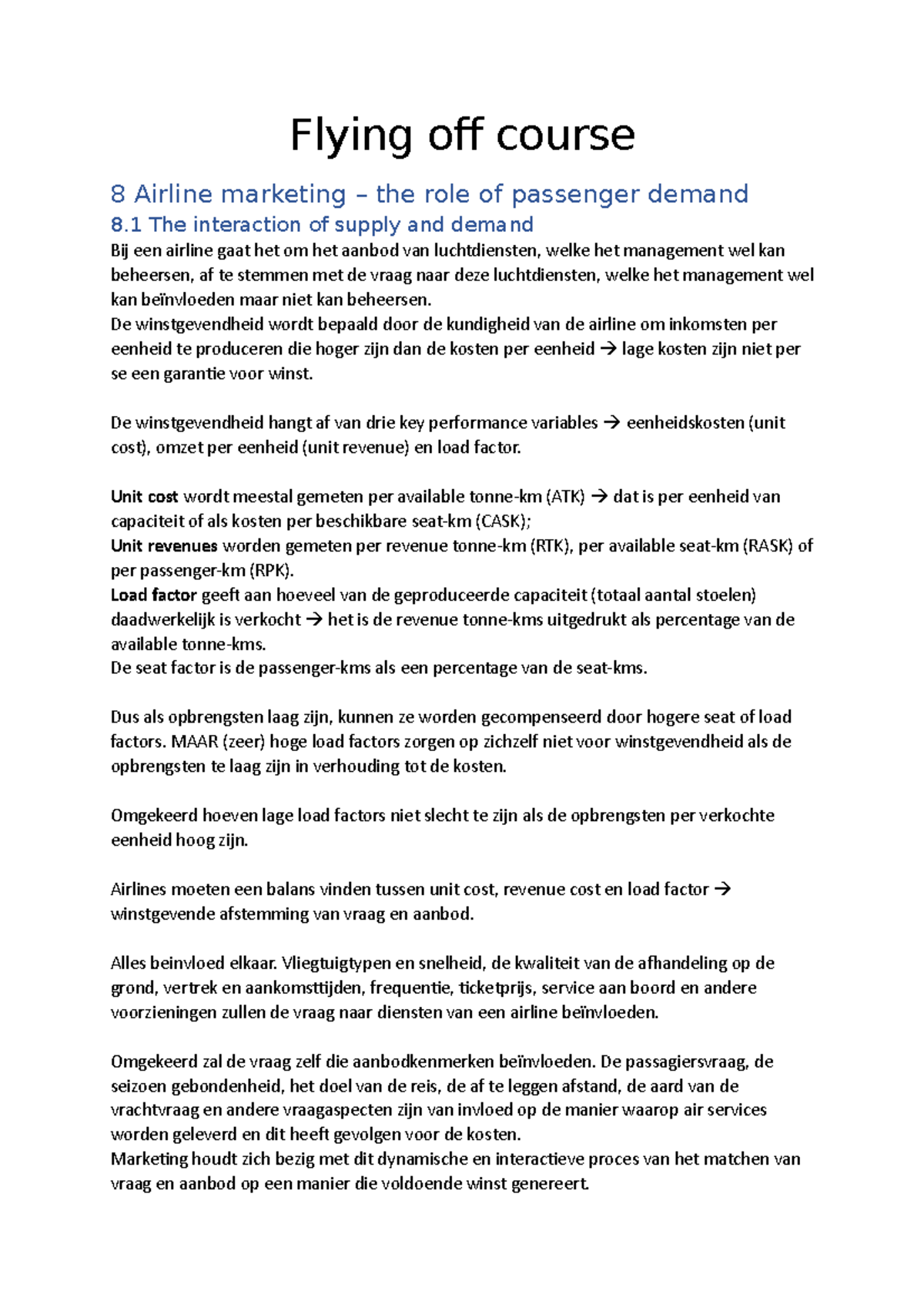 Flying off course - Samenvatting - Flying off course 8 Airline ...